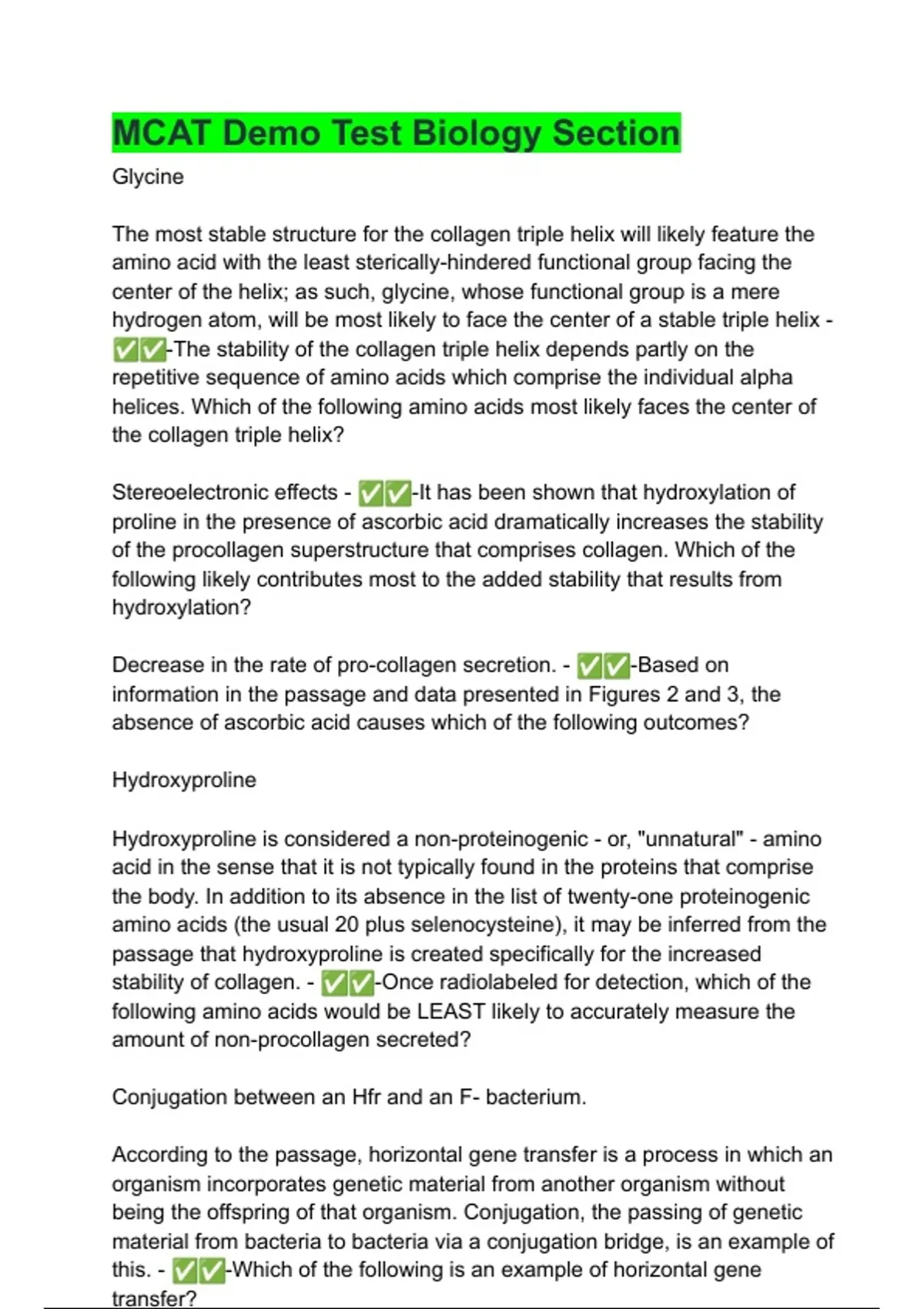 MCAT Demo Test Biology Section 2025/2026 – Practice Questions with ...