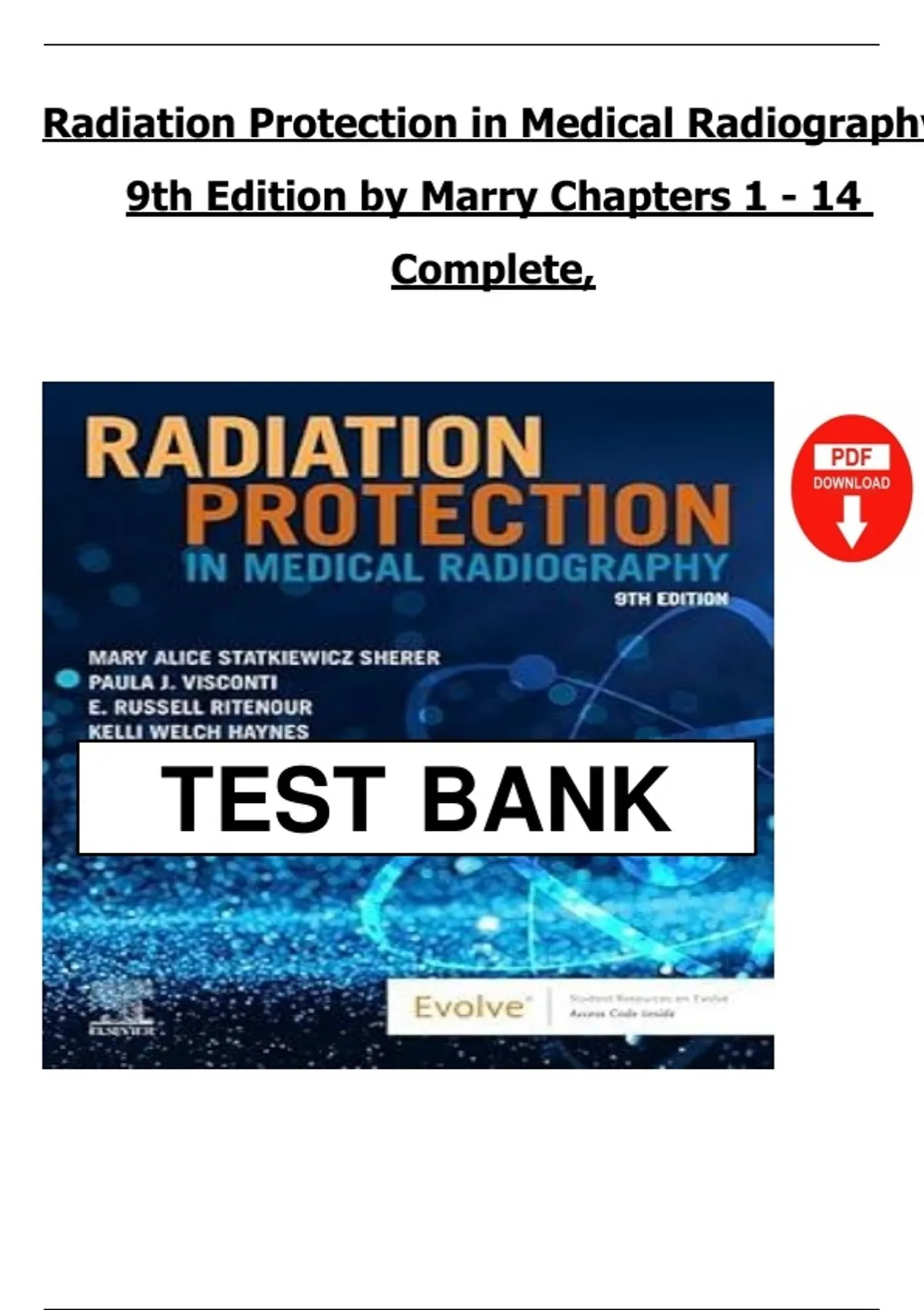 Test Bank – Radiation Protection in Medical Radiography (9th Edition ...