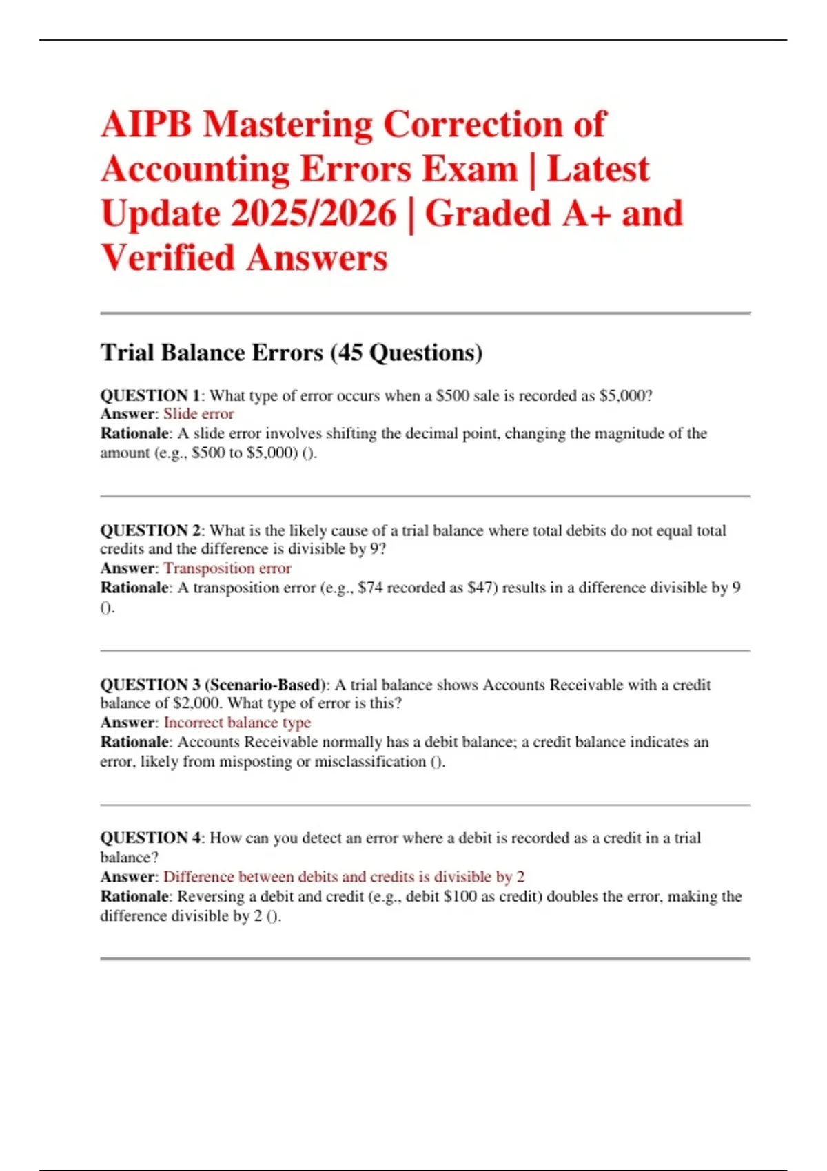 AIPB Mastering Correction of Accounting Errors Exam | Latest Update ...