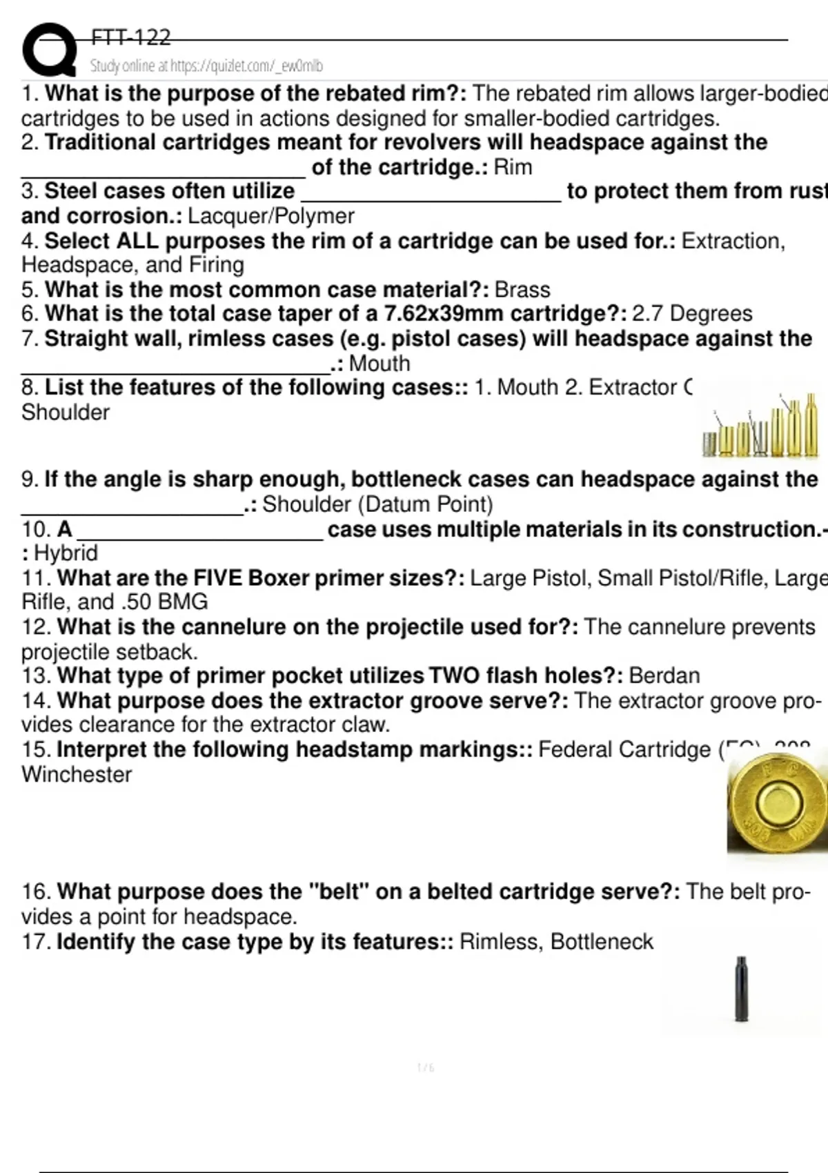 FTT-122 Ballistics & Ammunition Study Guide 2025: 96 Q&A on Cartridges ...