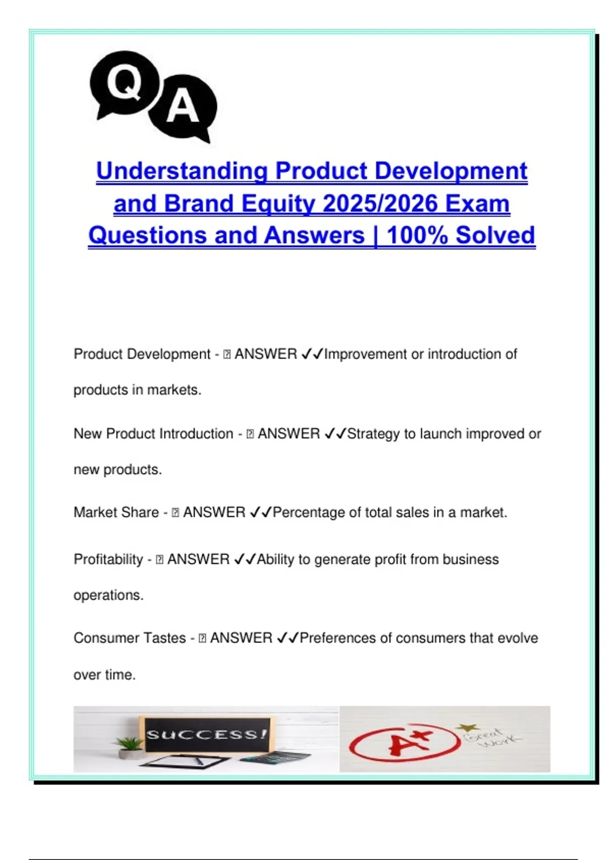 Product Development & Brand Equity – 2025/2026 Exam Questions (100 Qs ...