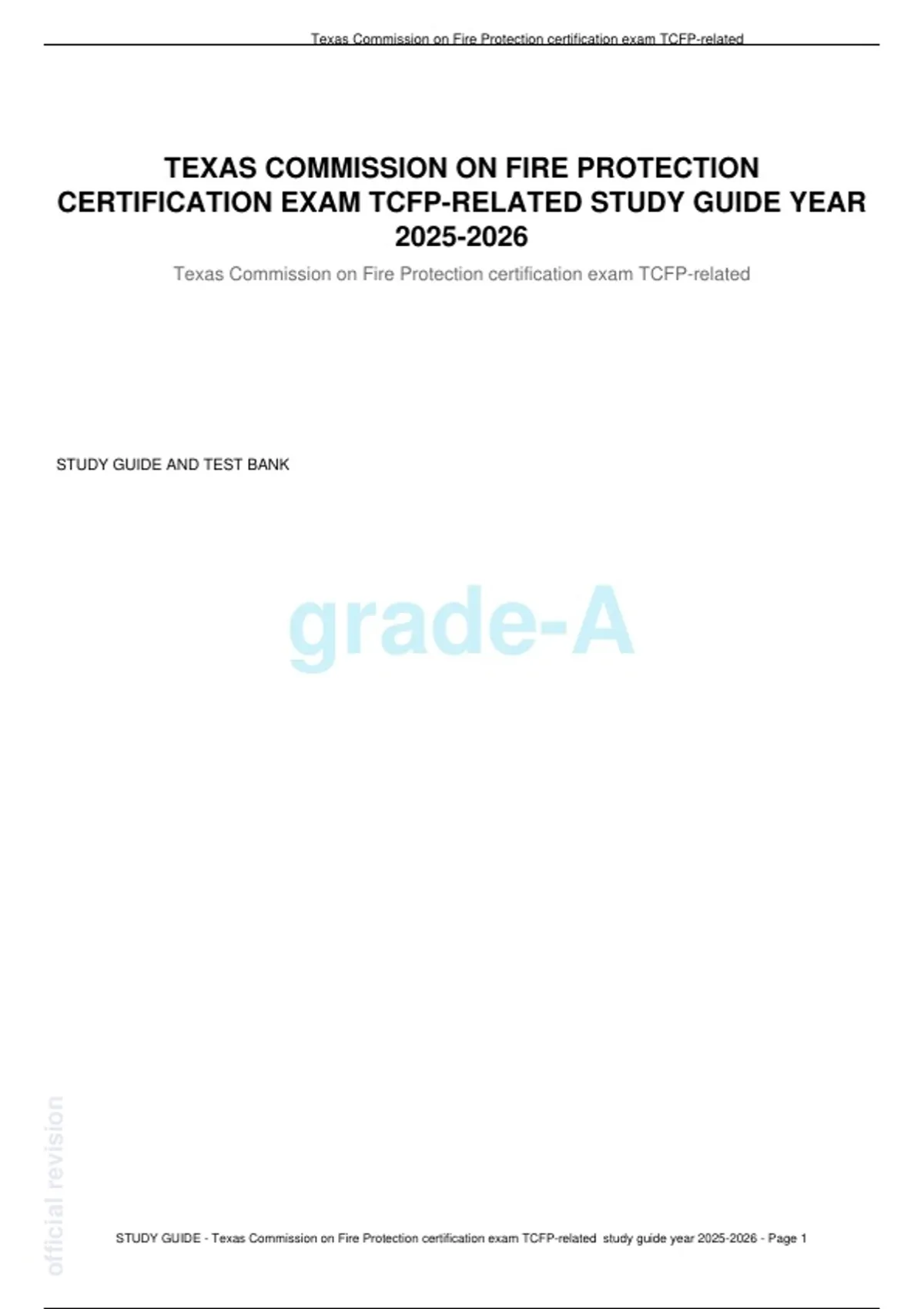 TEXAS COMMISSION ON FIRE PROTECTION CERTIFICATION EXAM TCFP-RELATED ...