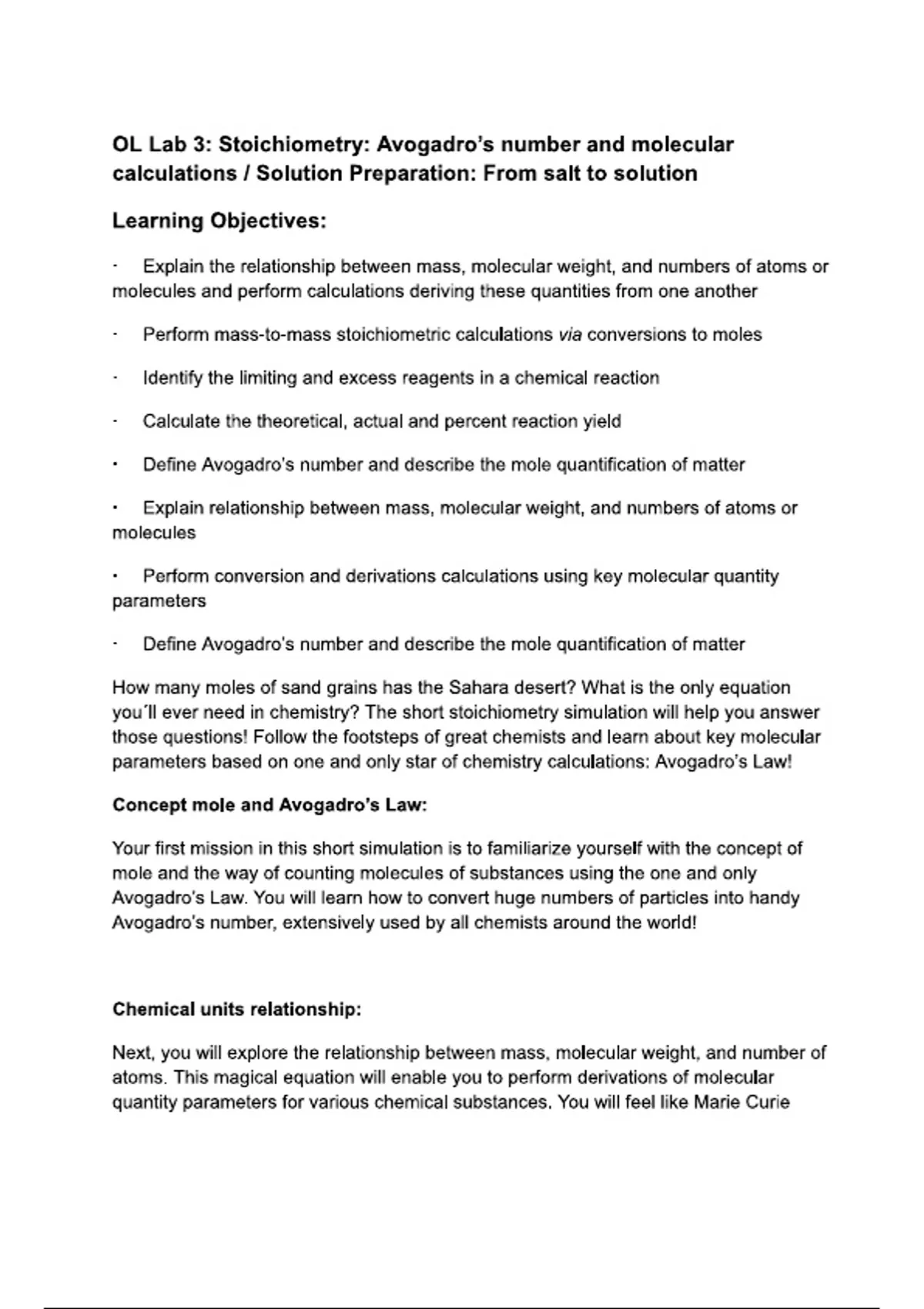 CHEM 120 Week 3 Lab Report Stoichiometry – Complete Chemistry Lab Guide ...