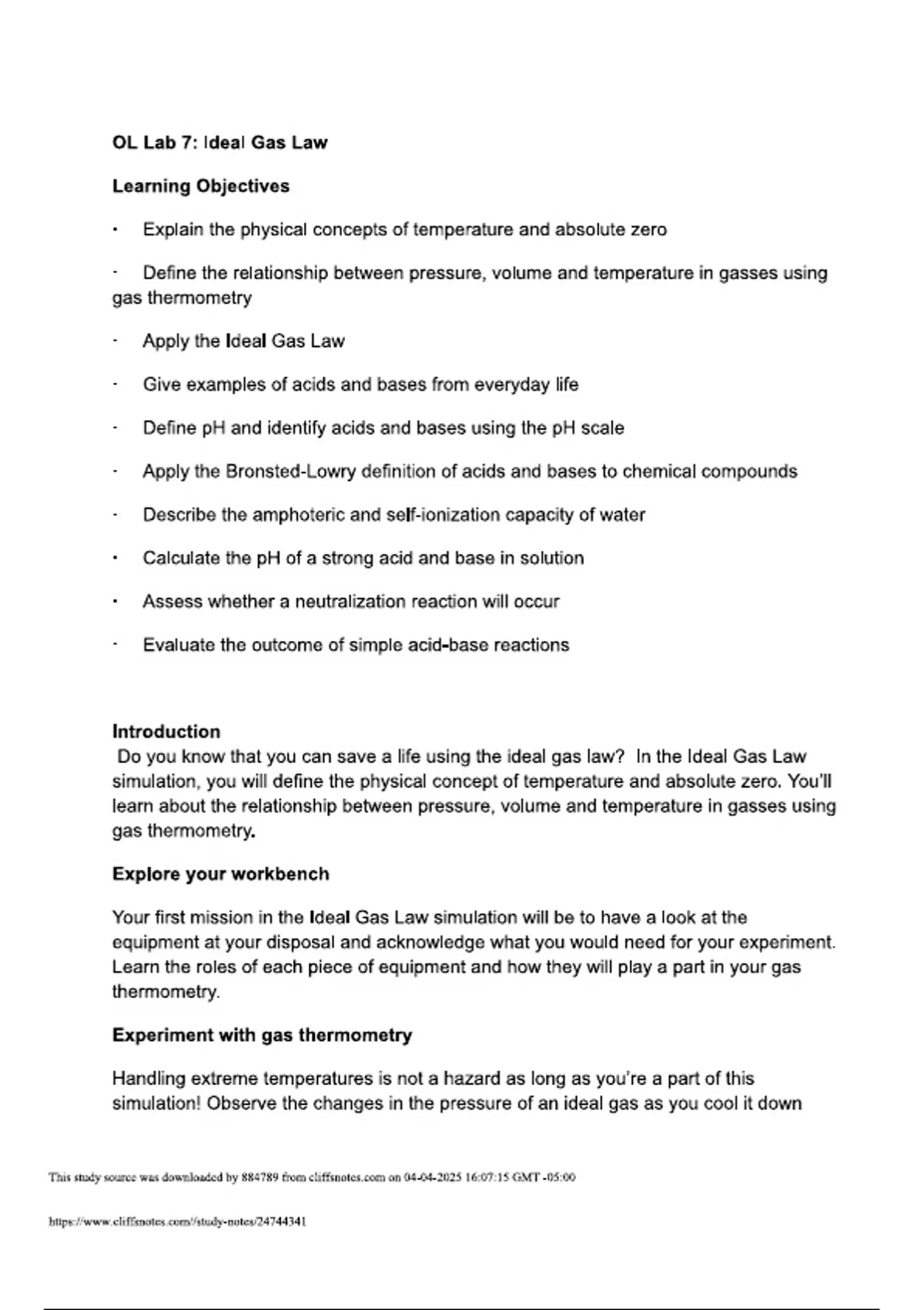 CHEM 120 Week 4 Lab Report 4 Ideal Gas Law – Complete Chemistry Lab ...