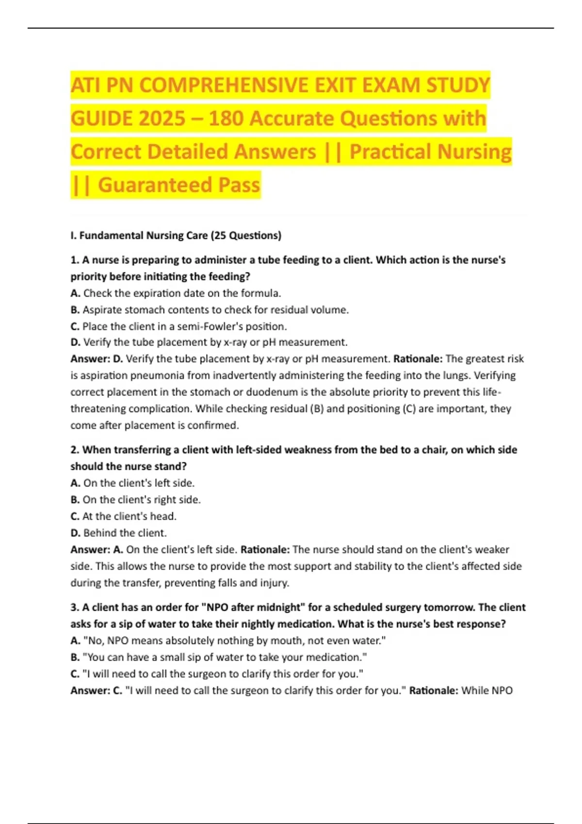 ATI PN COMPREHENSIVE EXIT EXAM STUDY GUIDE 2025 – 180 Accurate ...