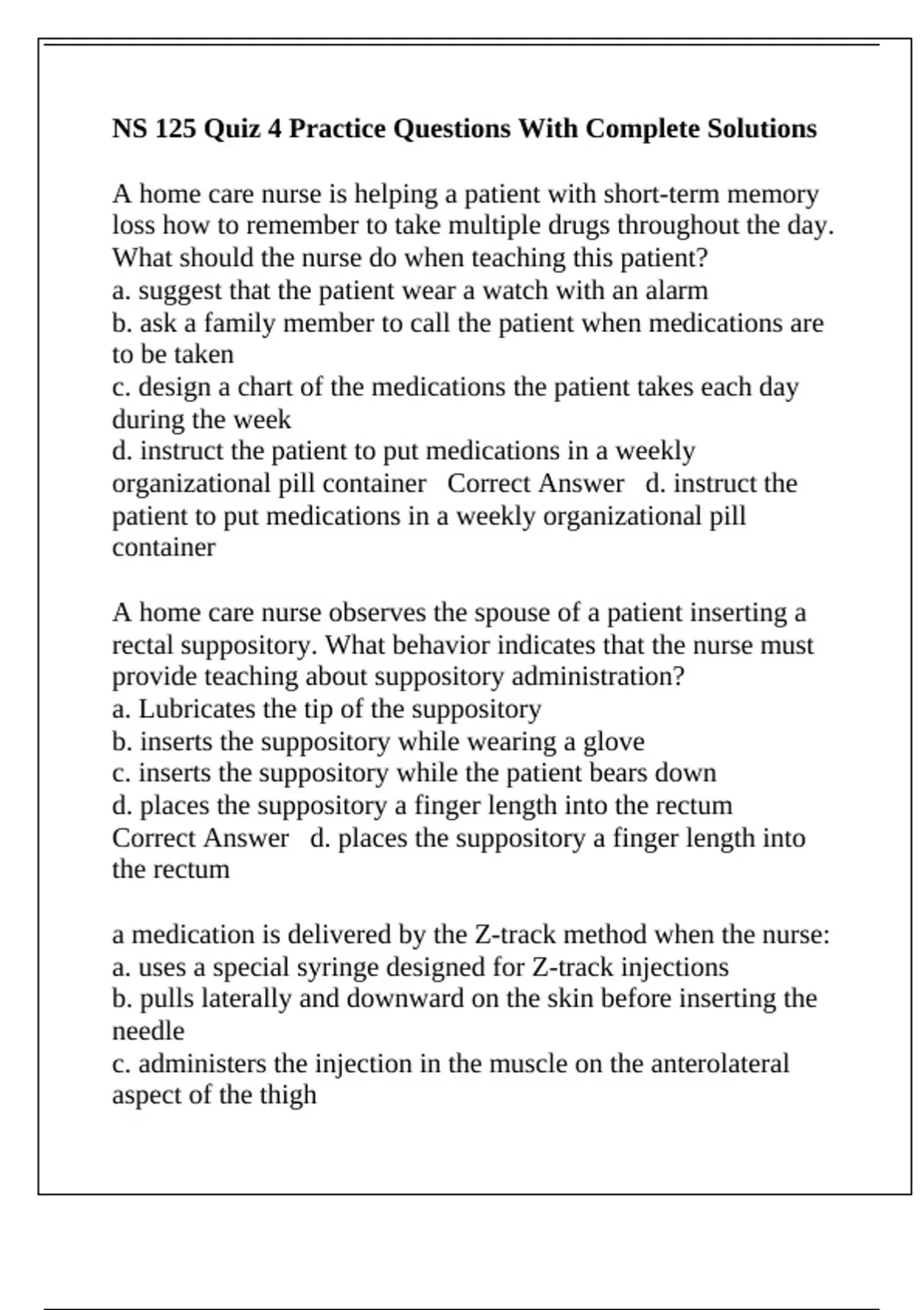 NS 125 Quiz 4 Practice Questions With Complete Solutions - NS 125 ...
