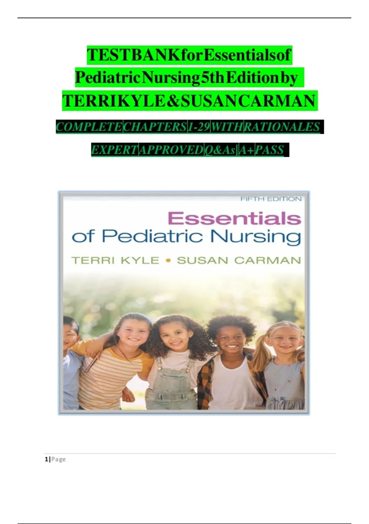 Test Bank for Essentials of Pediatric Nursing 5th Edition By Terri Kyle ...