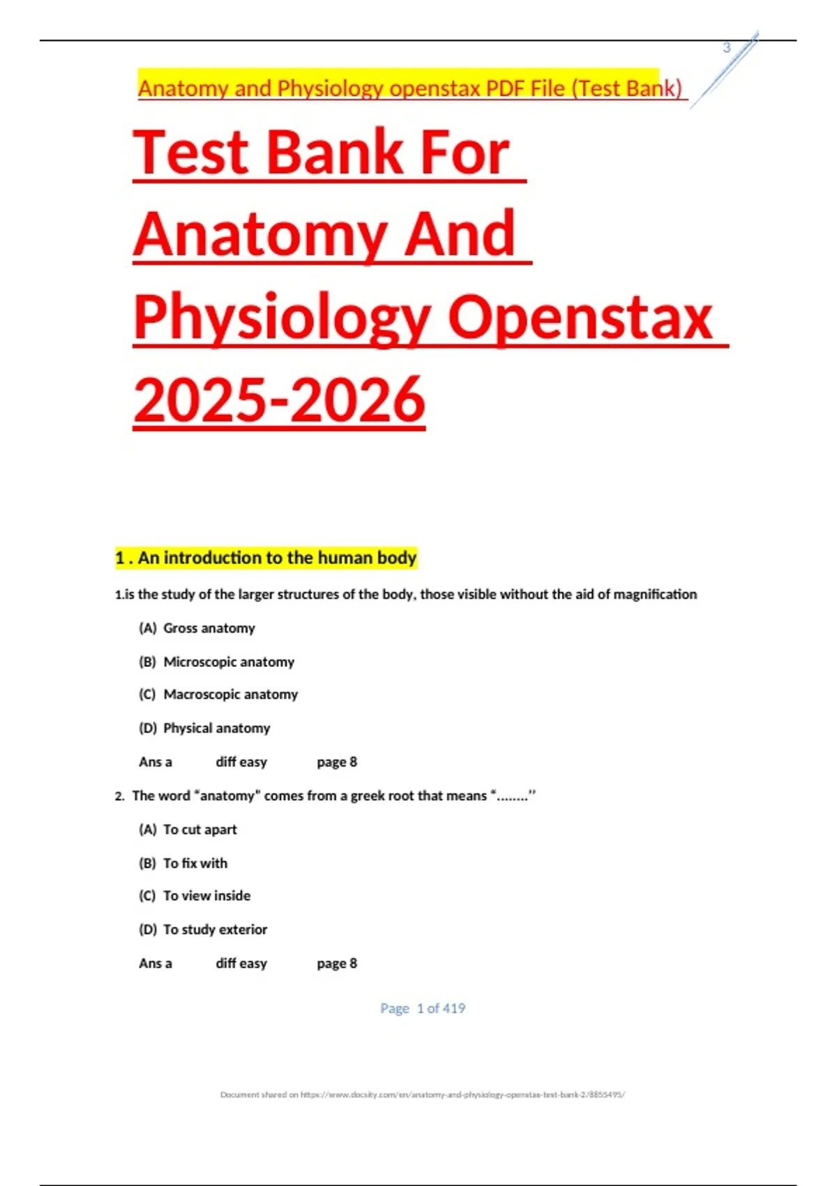 Anatomy and Physiology – OpenStax (2025–2026 Edition) | Complete Test ...