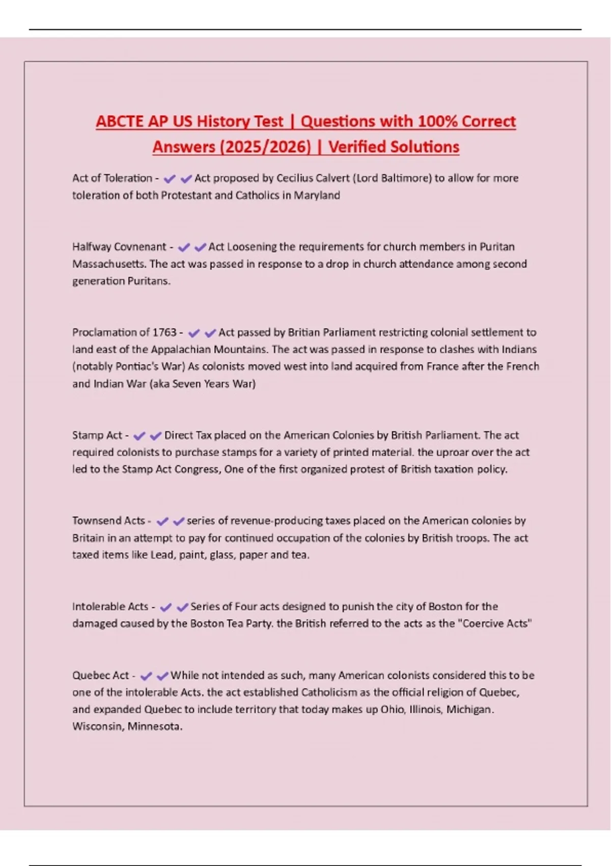ABCTE AP US History Test | Questions with 100% Correct Answers (2025/ ...