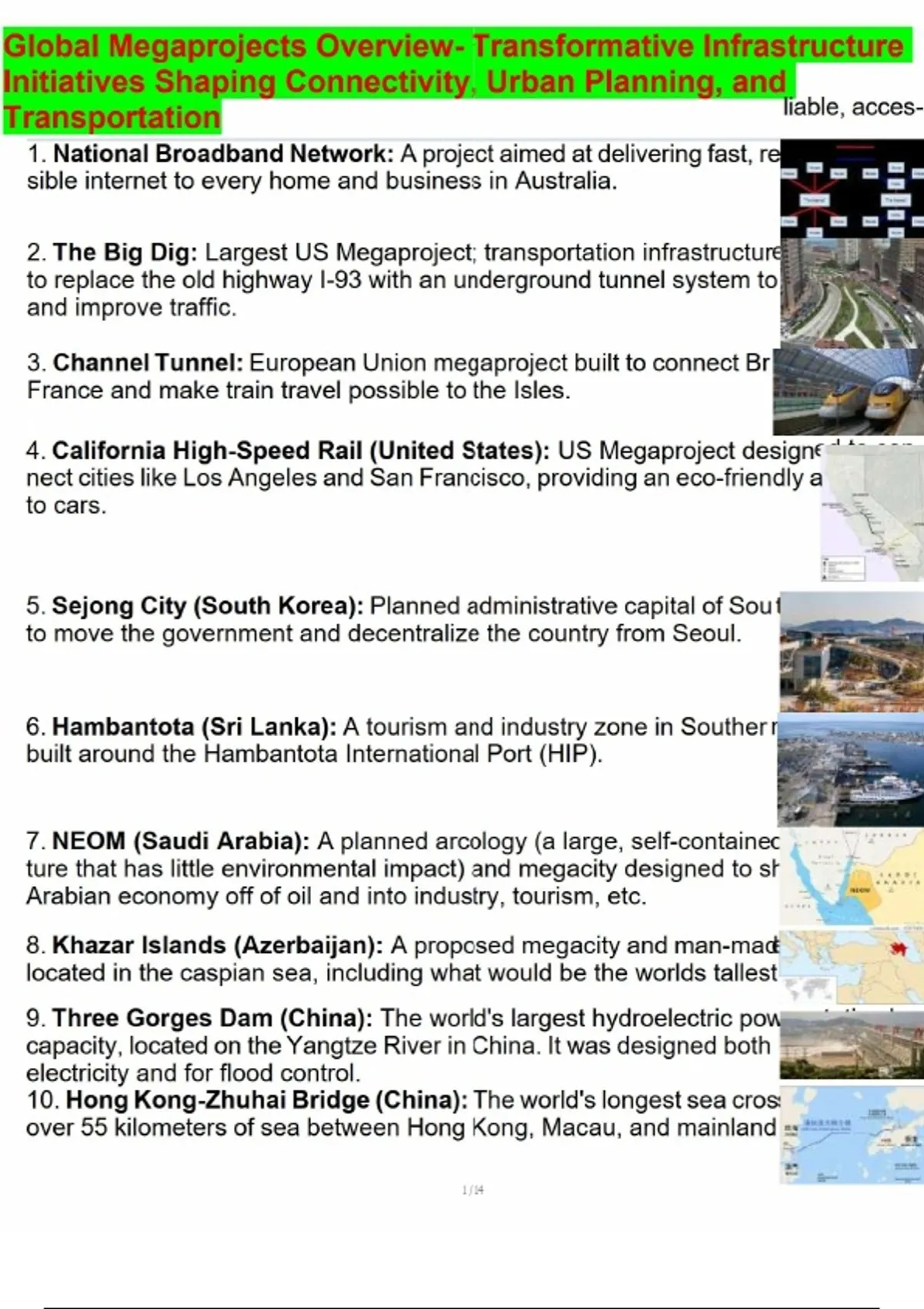 Global Megaprojects Overview Transformative Infrastructure Initiatives