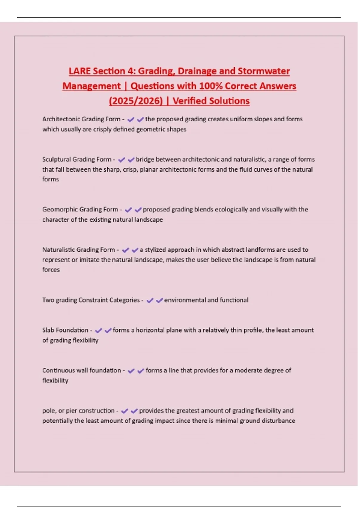 LARE Section 4: Grading, Drainage and Stormwater Management | Questions ...