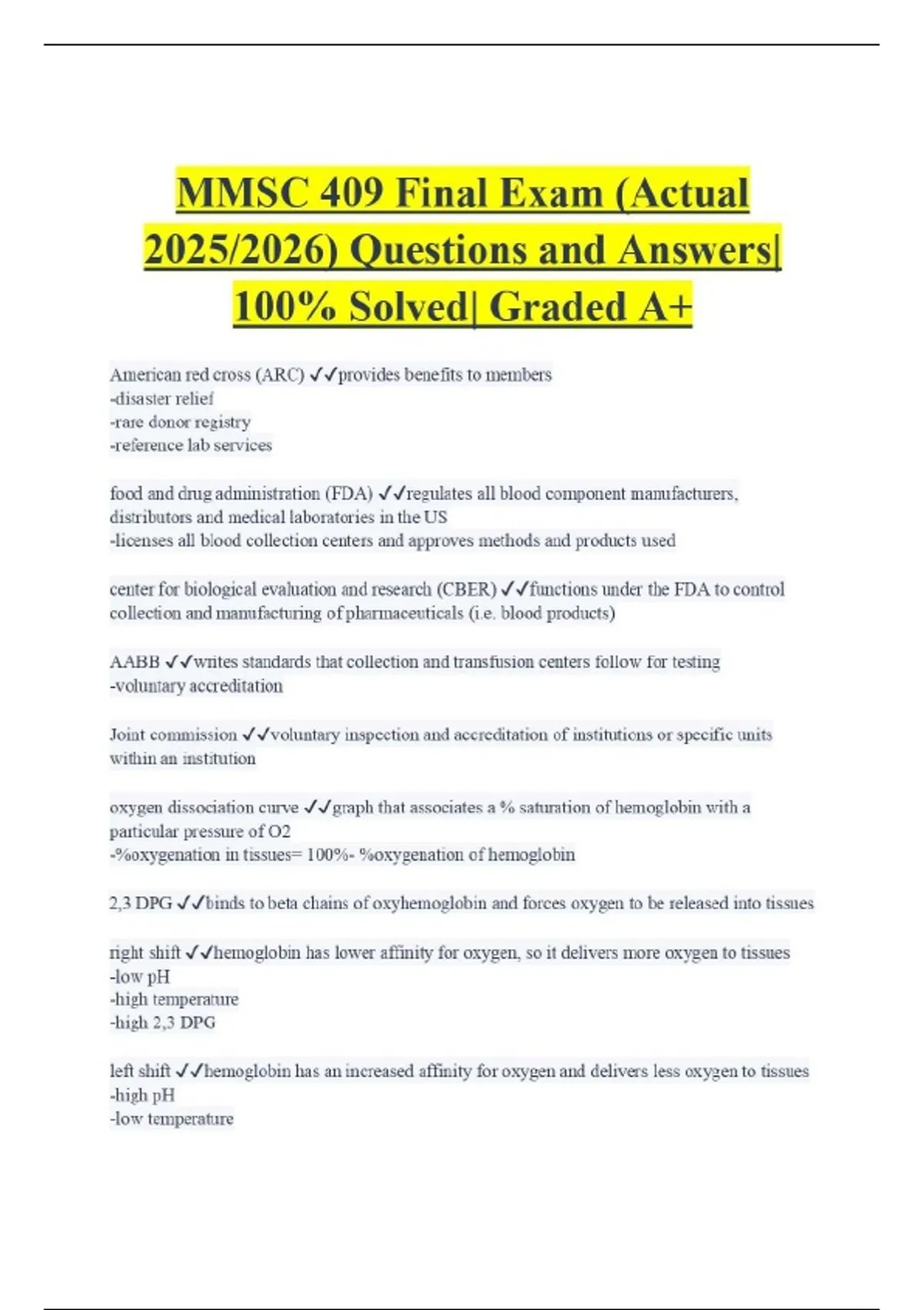 MMSC 409 Final Exam (Actual 2025/2026) Questions and Answers| 100% ...