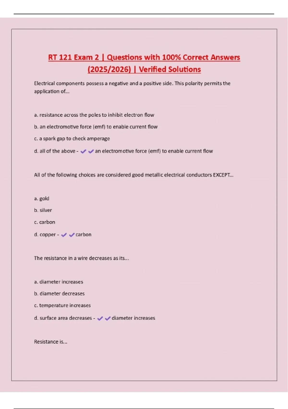 RT 121 Exam 2 | Questions with 100% Correct Answers (2025/2026 ...