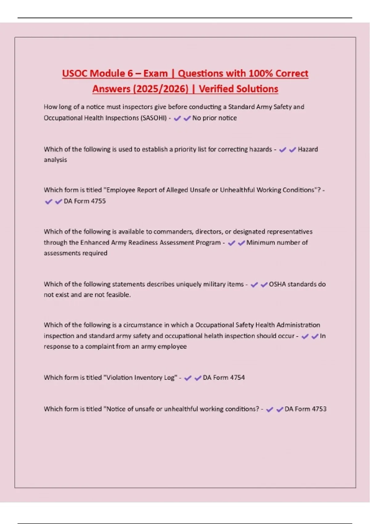 USOC Module 6 – Exam | Questions with 100% Correct Answers (2025/2026 ...