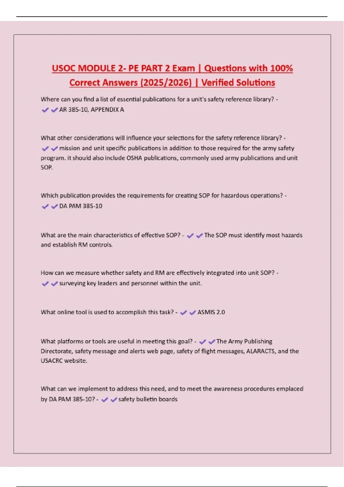 USOC MODULE 2- PE PART 2 Exam | Questions with 100% Correct Answers ...