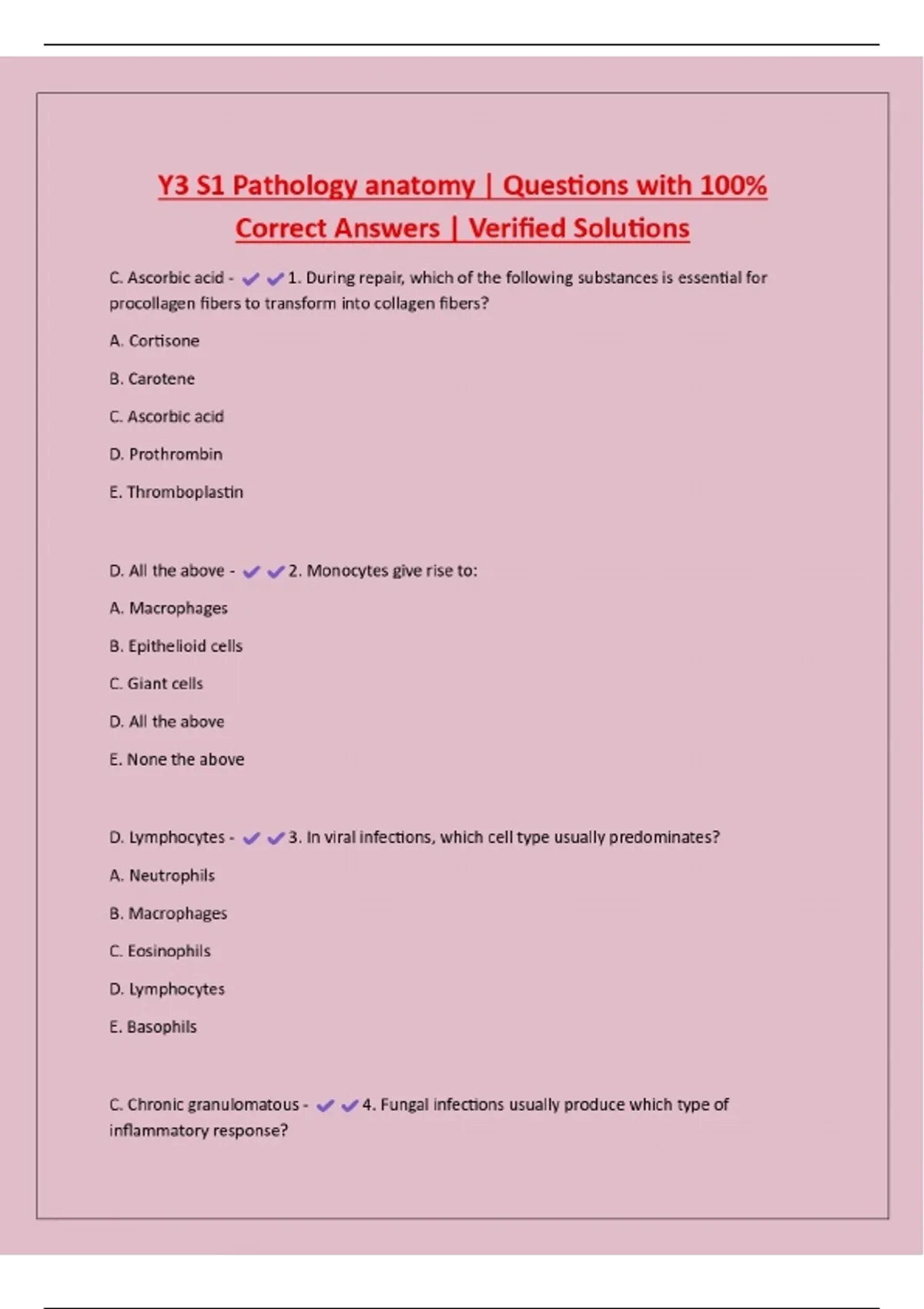 BUNDLE FOR Y3 ANATOMY EXAMS | Questions with 100% Correct Answers (2025/2026) | Verified ...