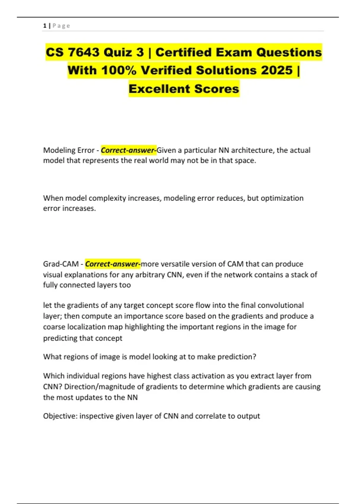 CS7643 Quiz 3 Exam 2025 | Certified Questions with 100% Verified ...