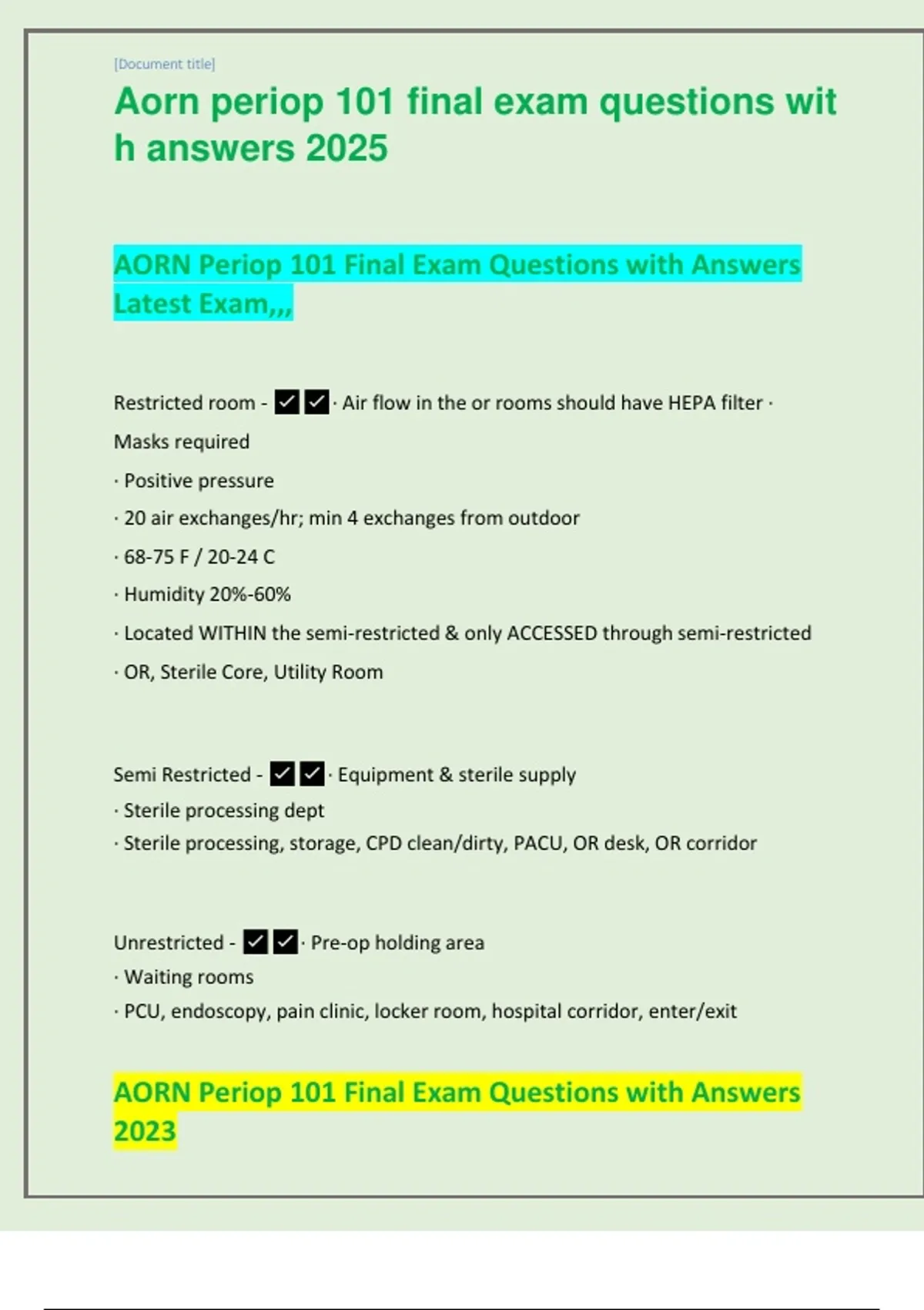 AORN Periop 101 Final Exam Questions with Answers 2025 | 100% Verified ...