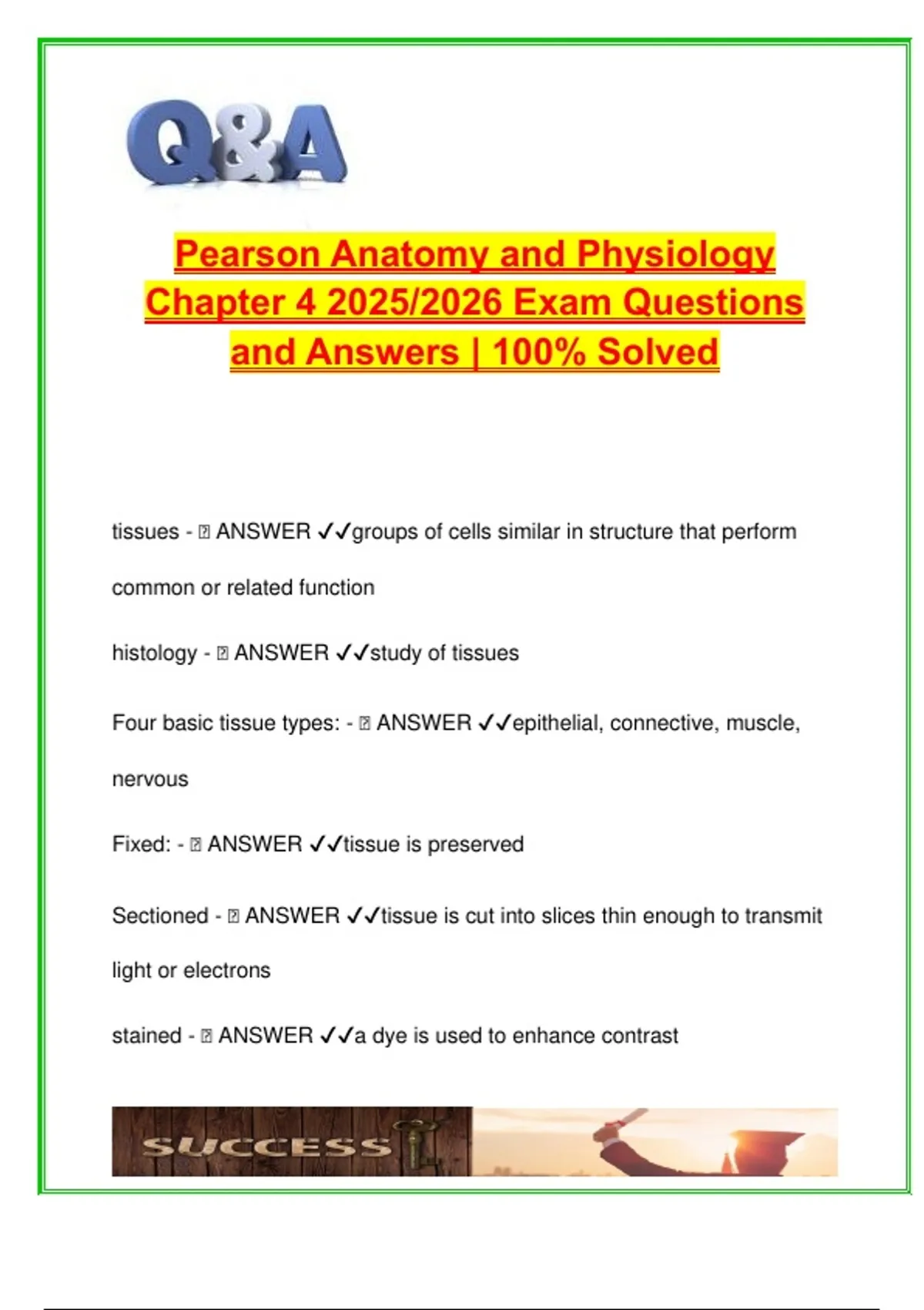 Pearson Anatomy & Physiology Chapter 4 (2025/2026) | 200+ Solved Q&A ...