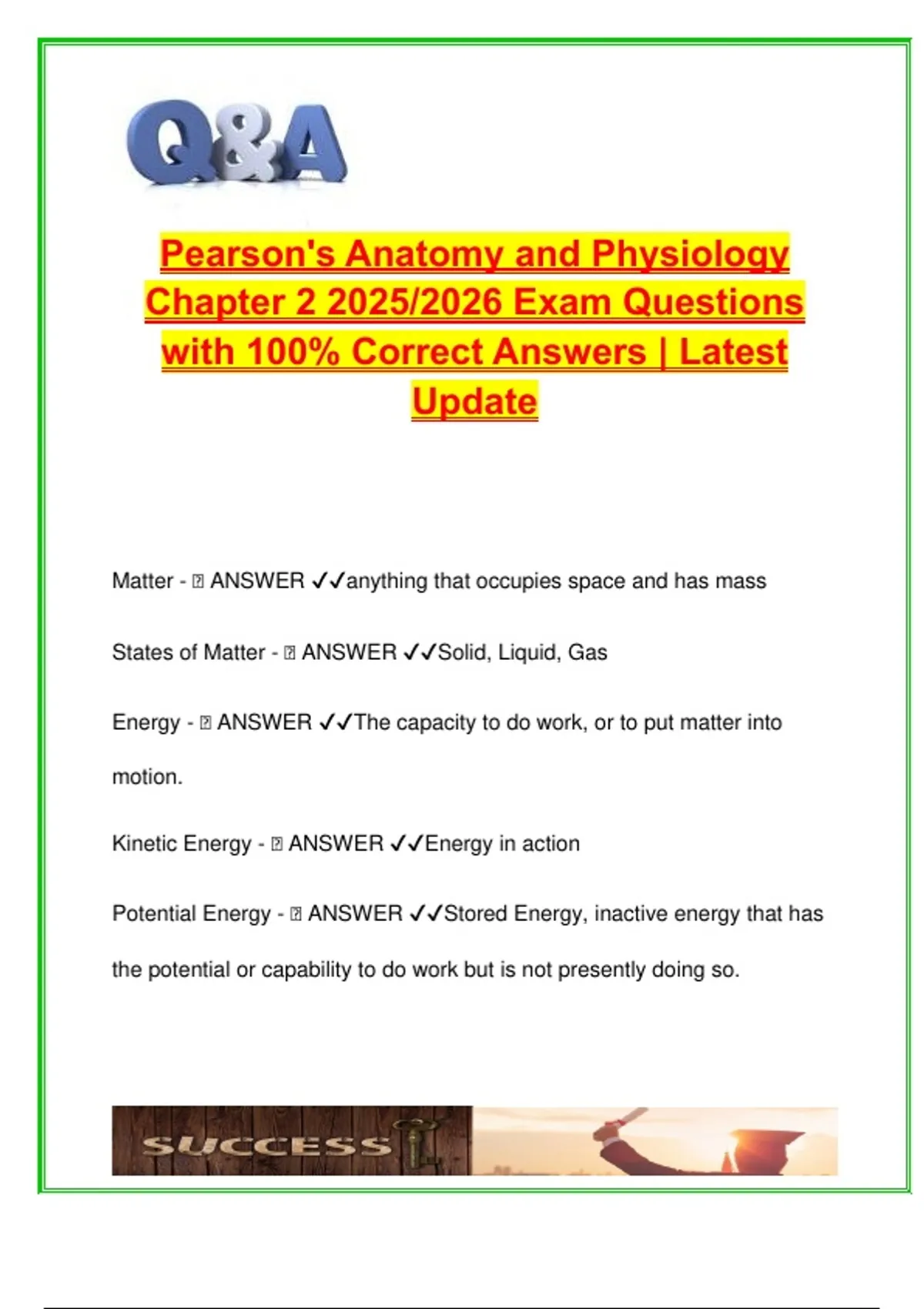 Anatomy and Physiology Chapter 2 – Pearson Exam Questions 2025/2026 ...
