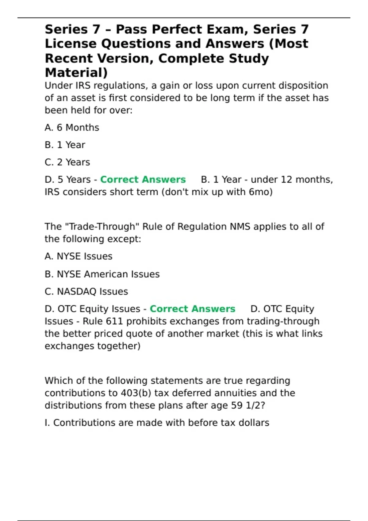 Series 7 – Pass Perfect Exam, Series 7 License Questions and Answers ...