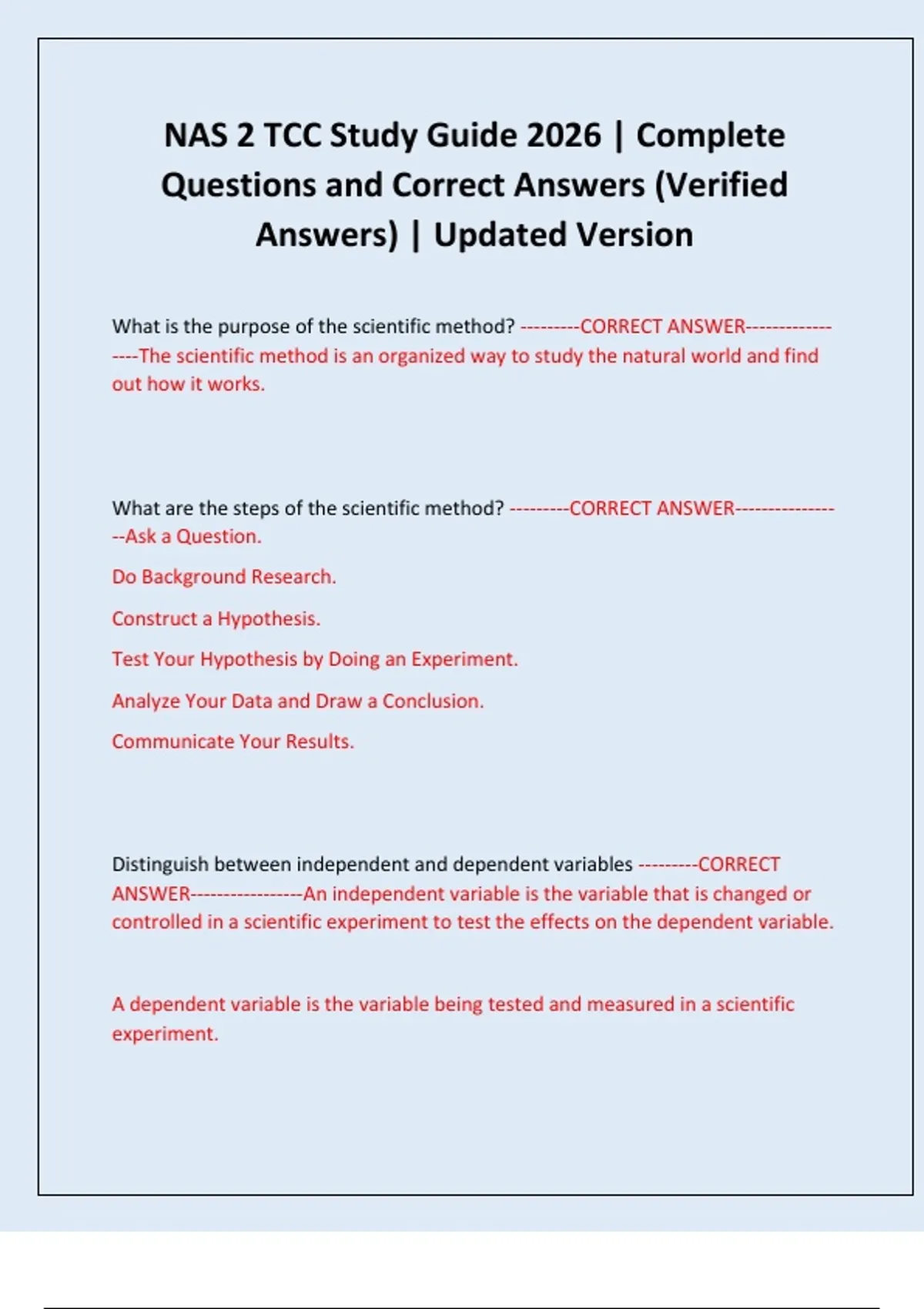 NAS 2 TCC Study Guide 2026 | Complete Questions and Correct Answers ...