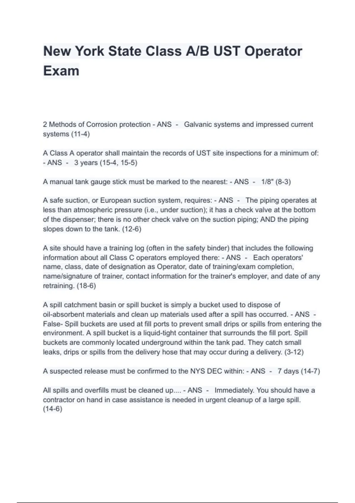 New York State Class A/B UST Operator Exam — Practice Questions with ...