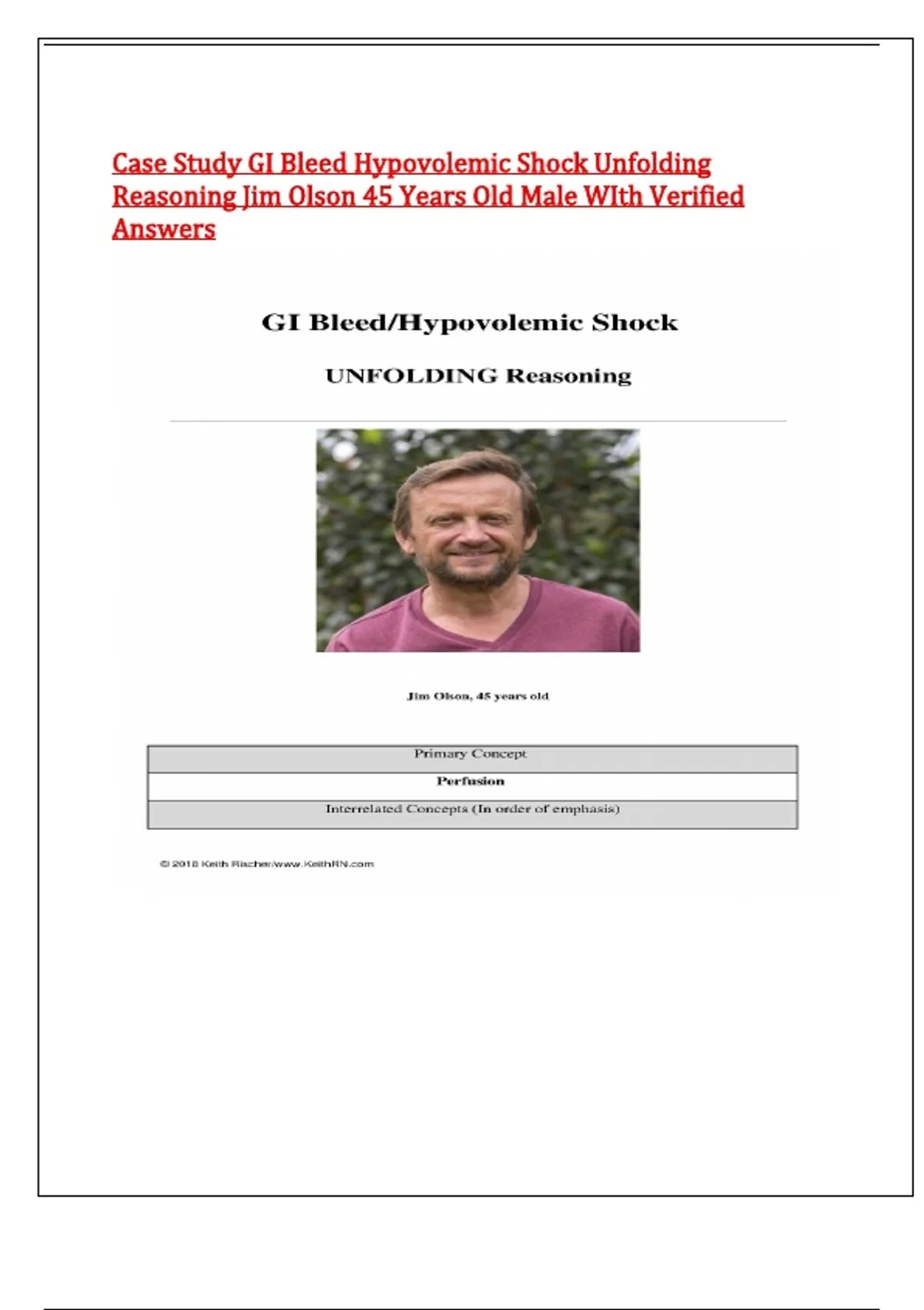 Case Study GI Bleed Hypovolemic Shock Unfolding Reasoning Jim Olson 45 ...