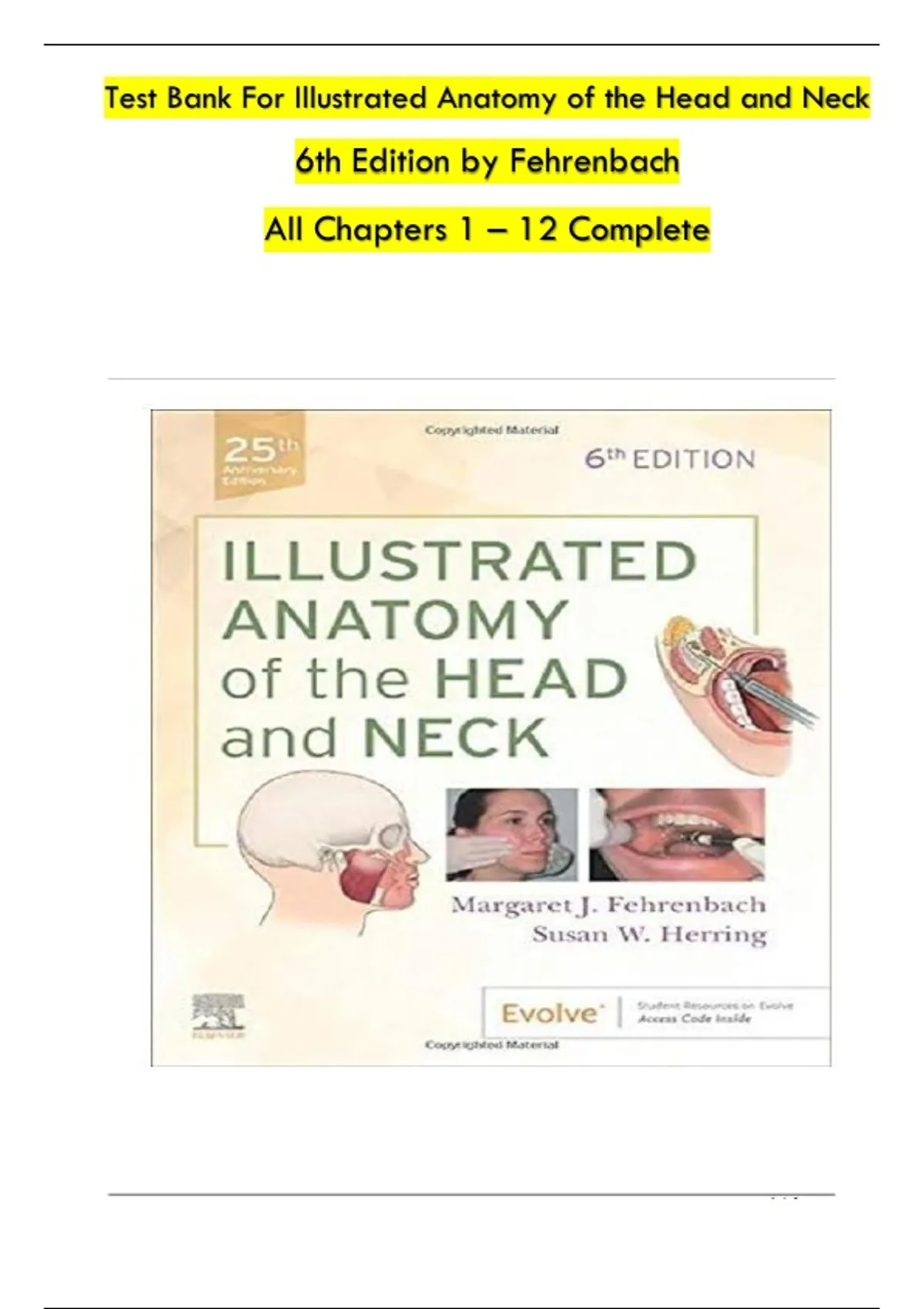 Test Bank For Illustrated Anatomy of the Head and Neck 6th Edition by ...