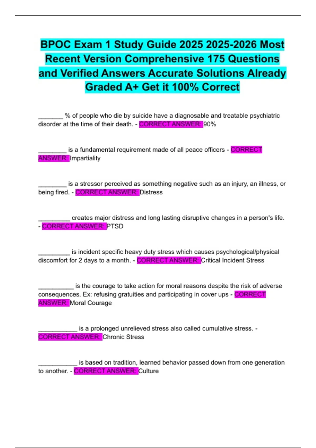 TCOLE BPOC Practice Exam & Study Guide Most Recent Version ...