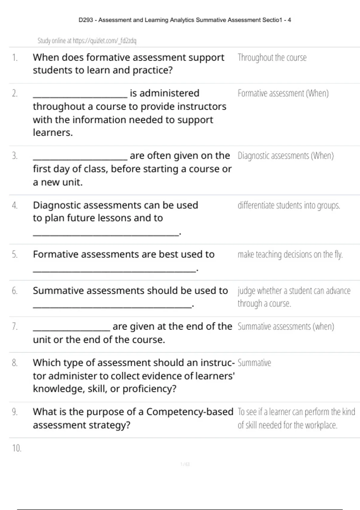 D293 - Assessment and Learning Analytics Summative Assessment Sectio1 ...
