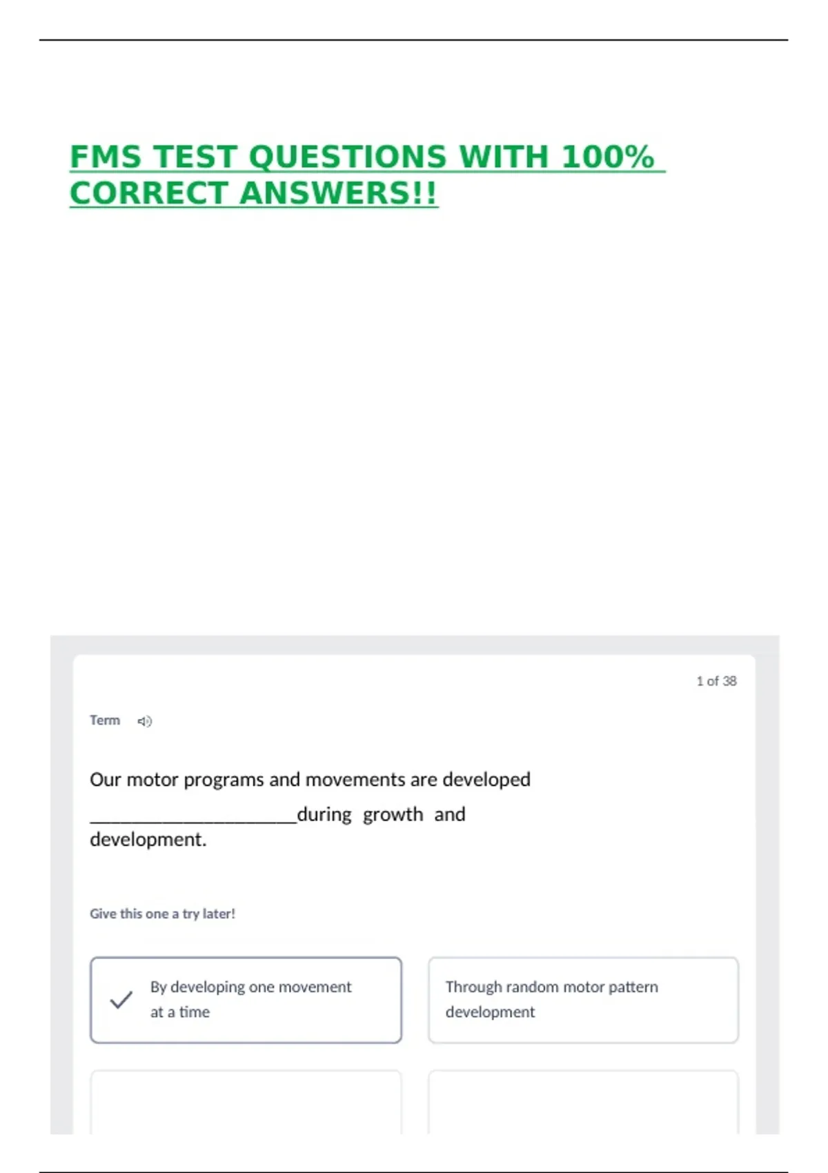 FMS TEST QUESTIONS WITH 100% CORRECT ANSWERS!! - Fms - Stuvia US