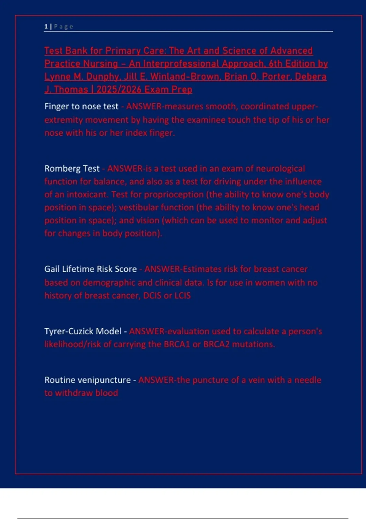 Test Bank for Primary Care: The Art and Science of Advanced Practice ...