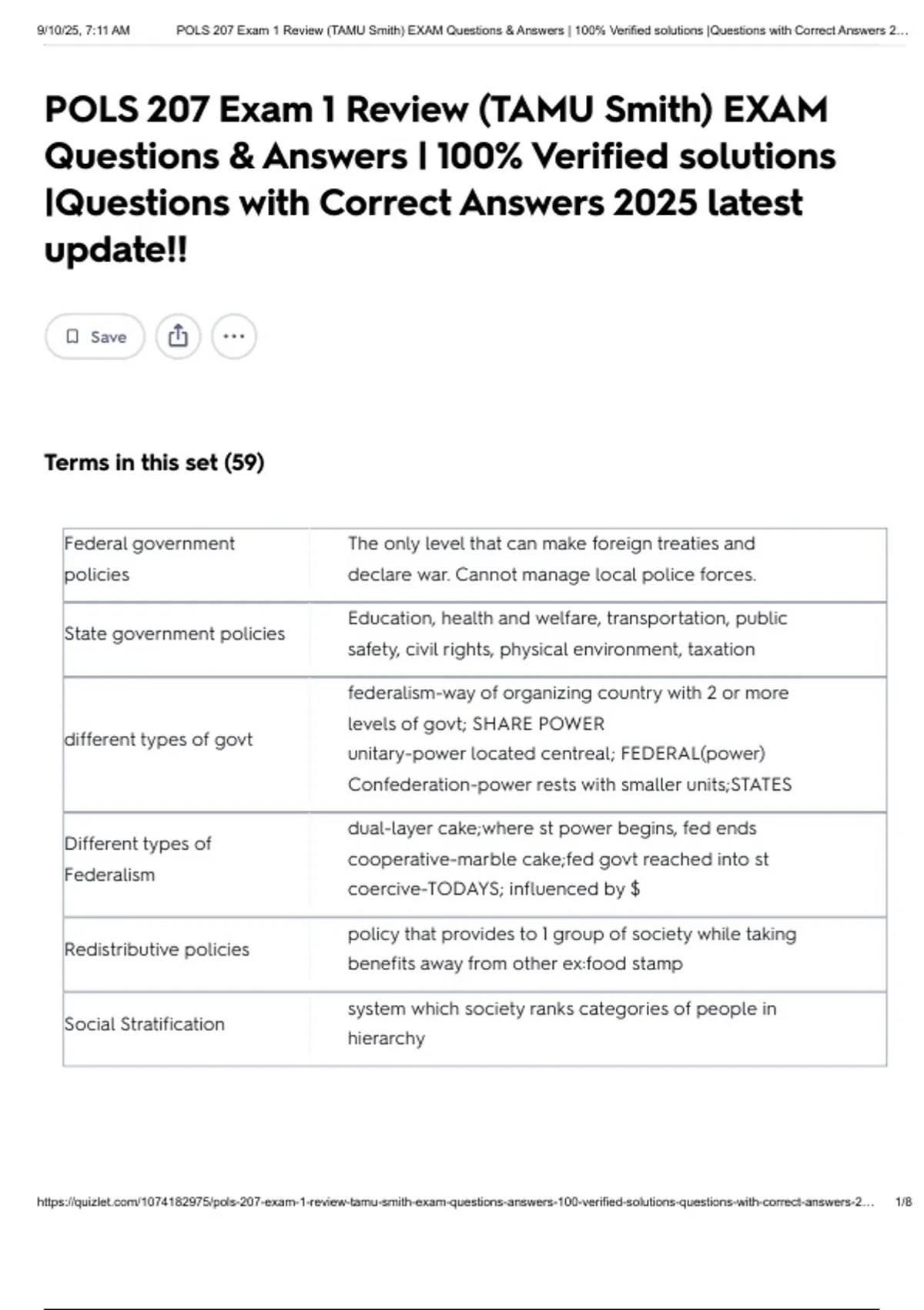 POLS 207 Exam 1 Review (TAMU Smith) EXAM Questions & Answers | 100% ...