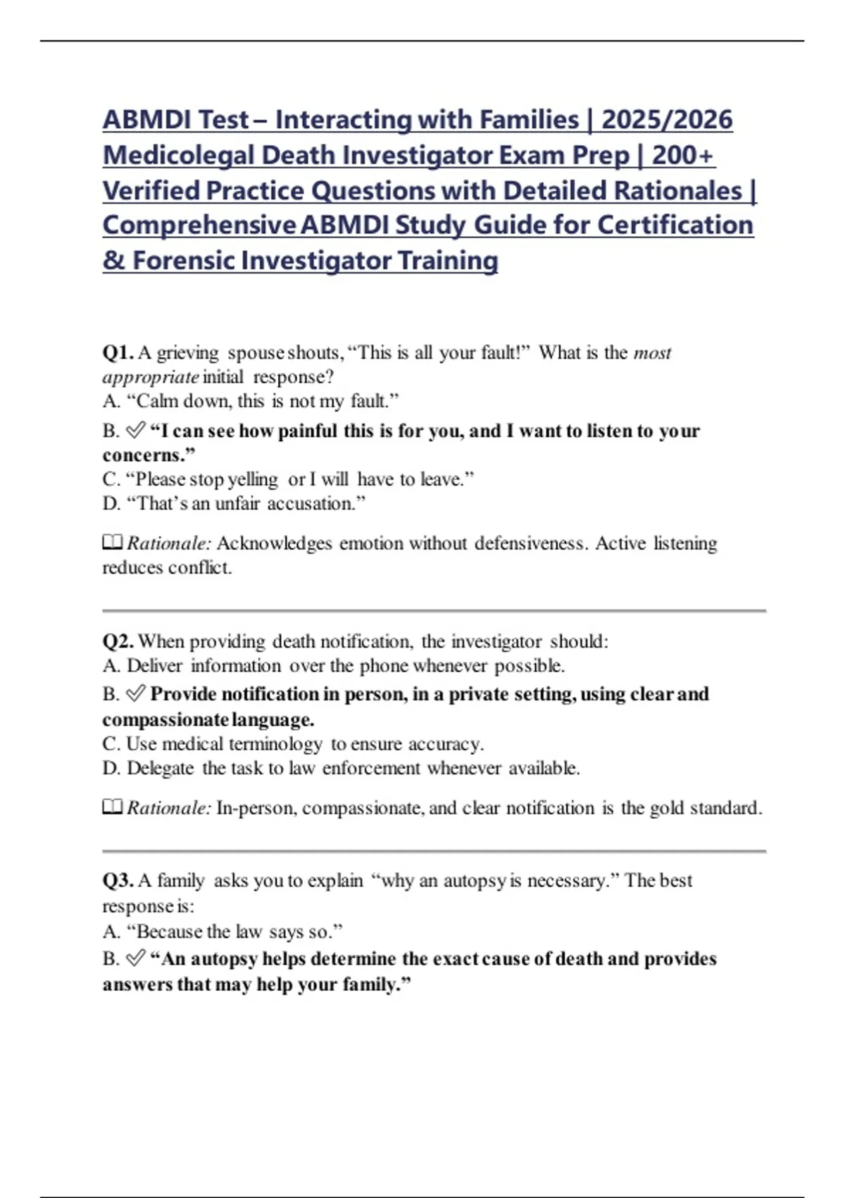 ABMDI Test – Interacting with Families | 2025/2026 Medicolegal Death ...