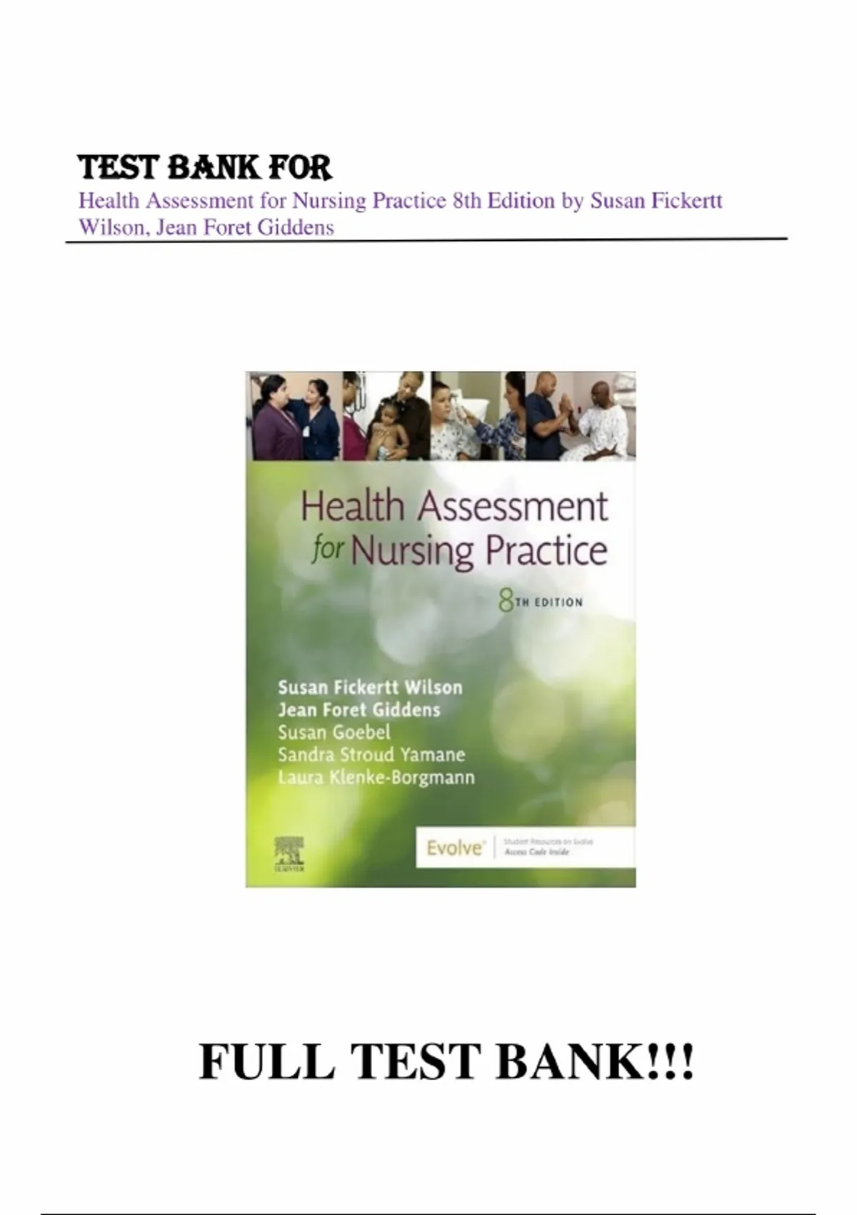 Health Assessment for Nursing Practice – Test Bank (8th Edition by ...