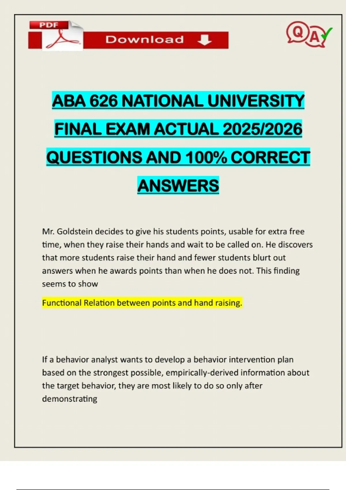 EXAMS PACK::: ABA 622, 624 & 626 ACTUAL 2025/2026 Q&A 100% PASS - Stuvia US