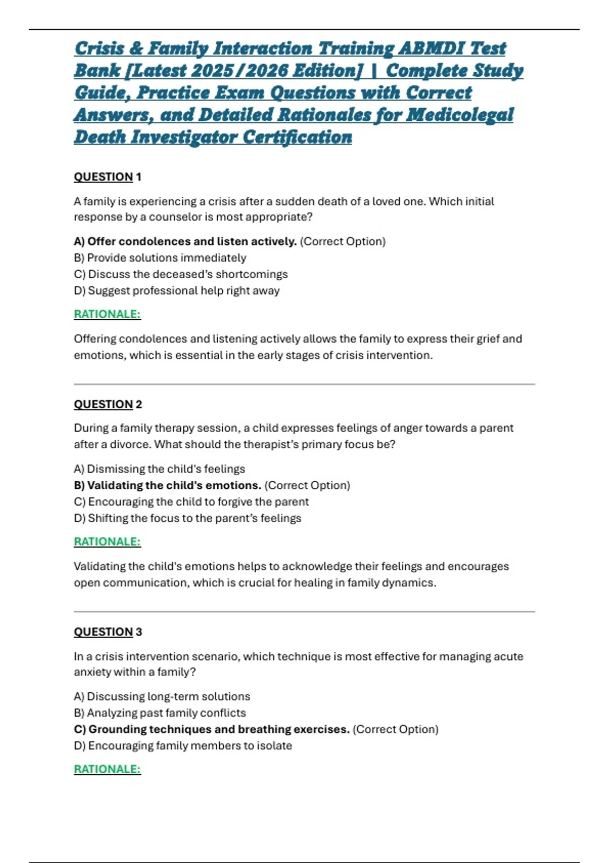 Crisis & Family Interaction Training ABMDI Test Bank [Latest 2025/2026 ...