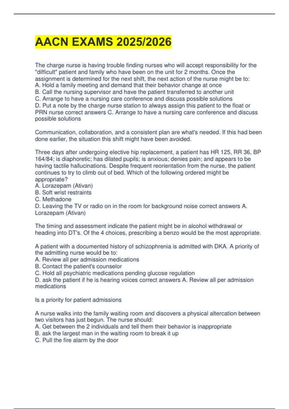 “AACN Exams 2025/2026 | Complete Study Guide, Summaries & Practice ...