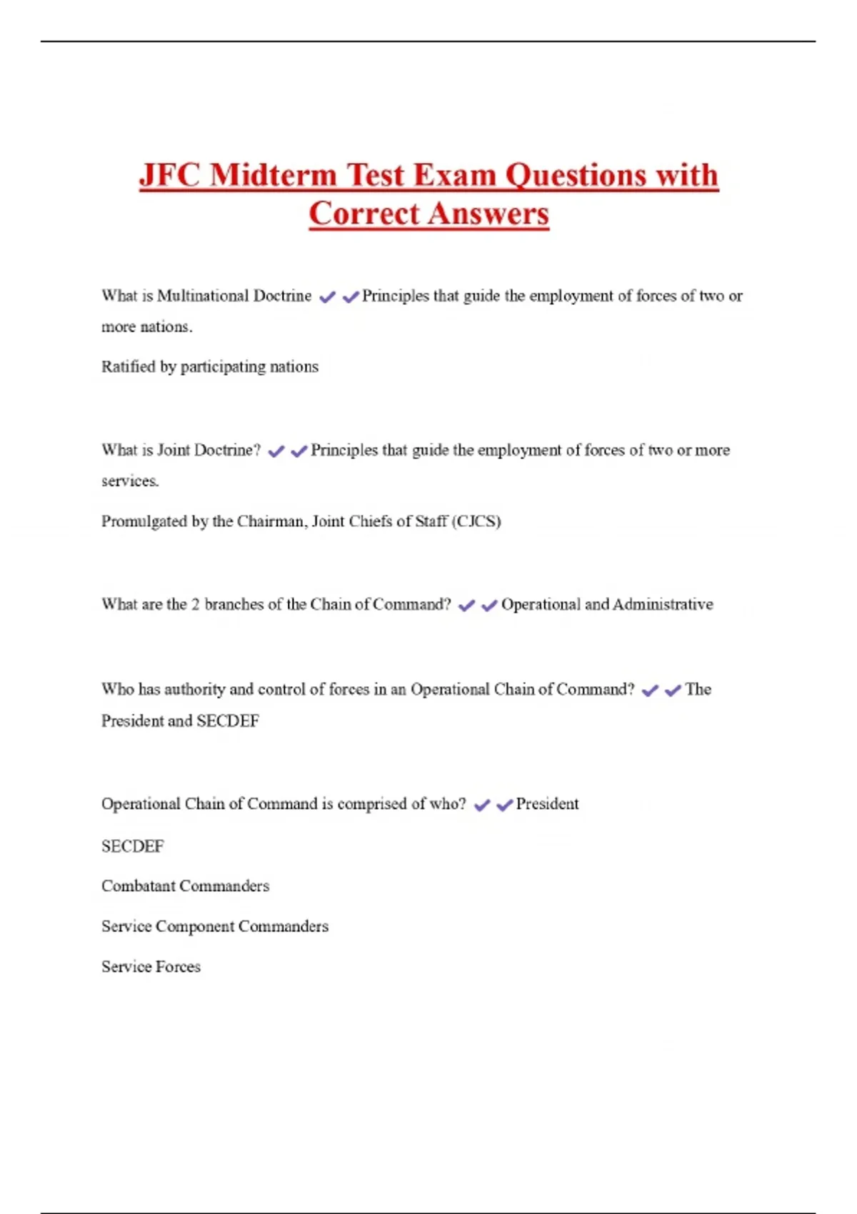 JFC EXAM PACK WITH COMPLETE SOLUTIONS - Stuvia US