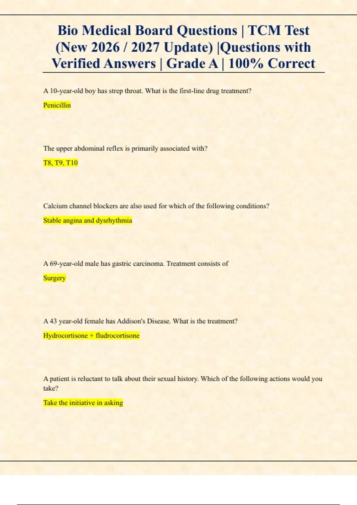 Bio Medical Board Questions | TCM Test (New 2026 / 2027 Update ...