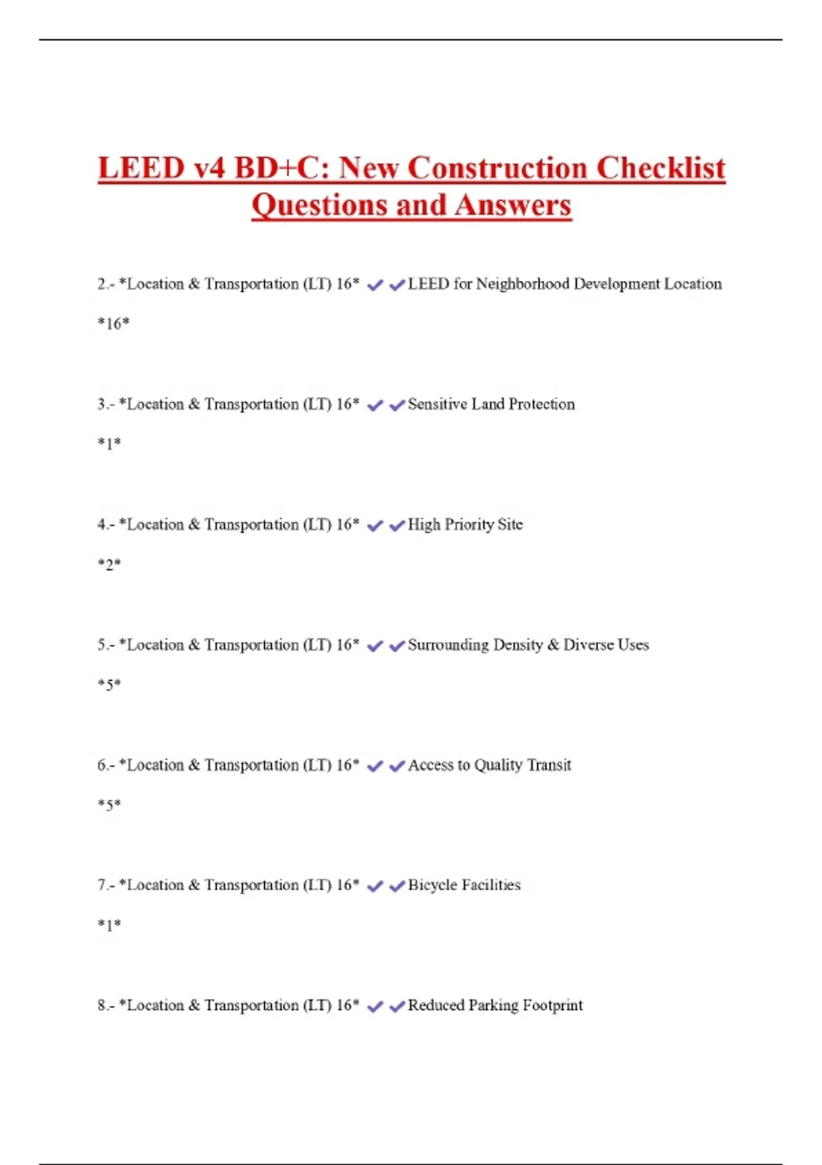 LEED v4 BD+C: New Construction Checklist Questions and Answers - LEED ...