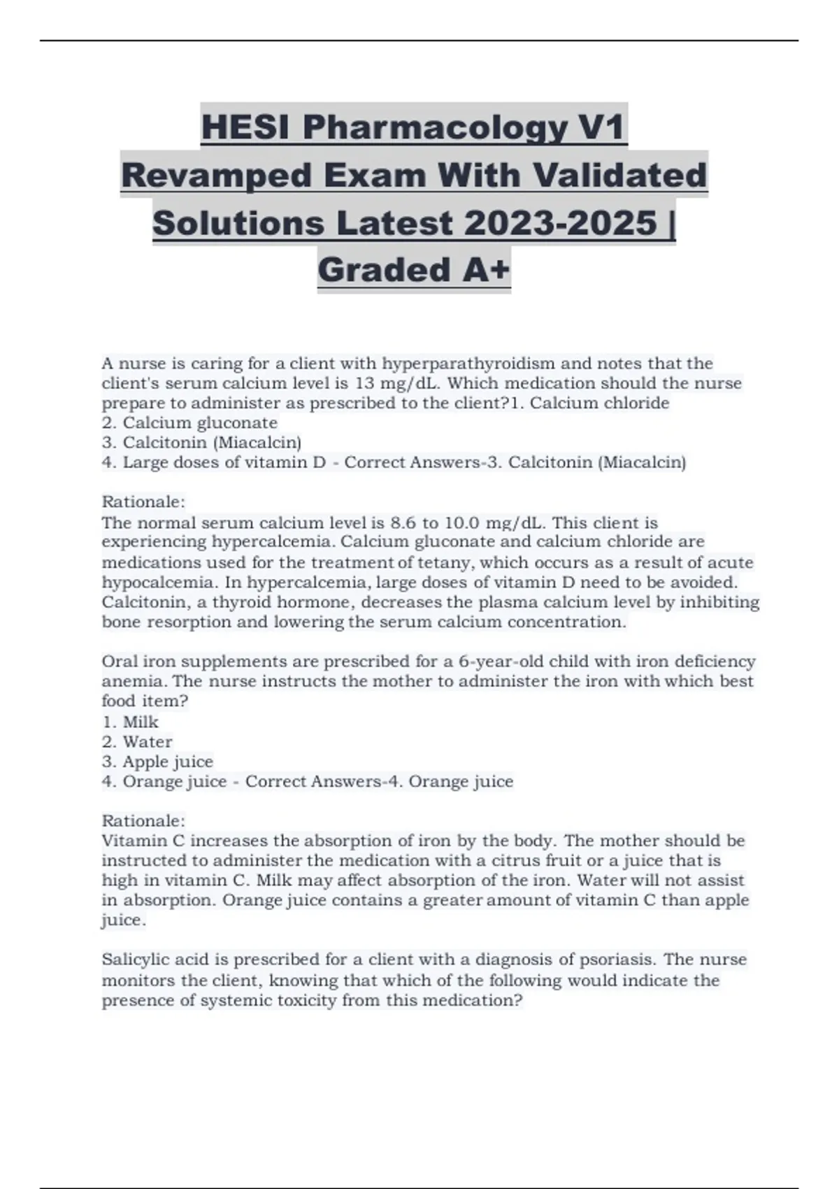 HESI Pharmacology V1 Revamped Exam – Latest 2023–2025 with Validated ...