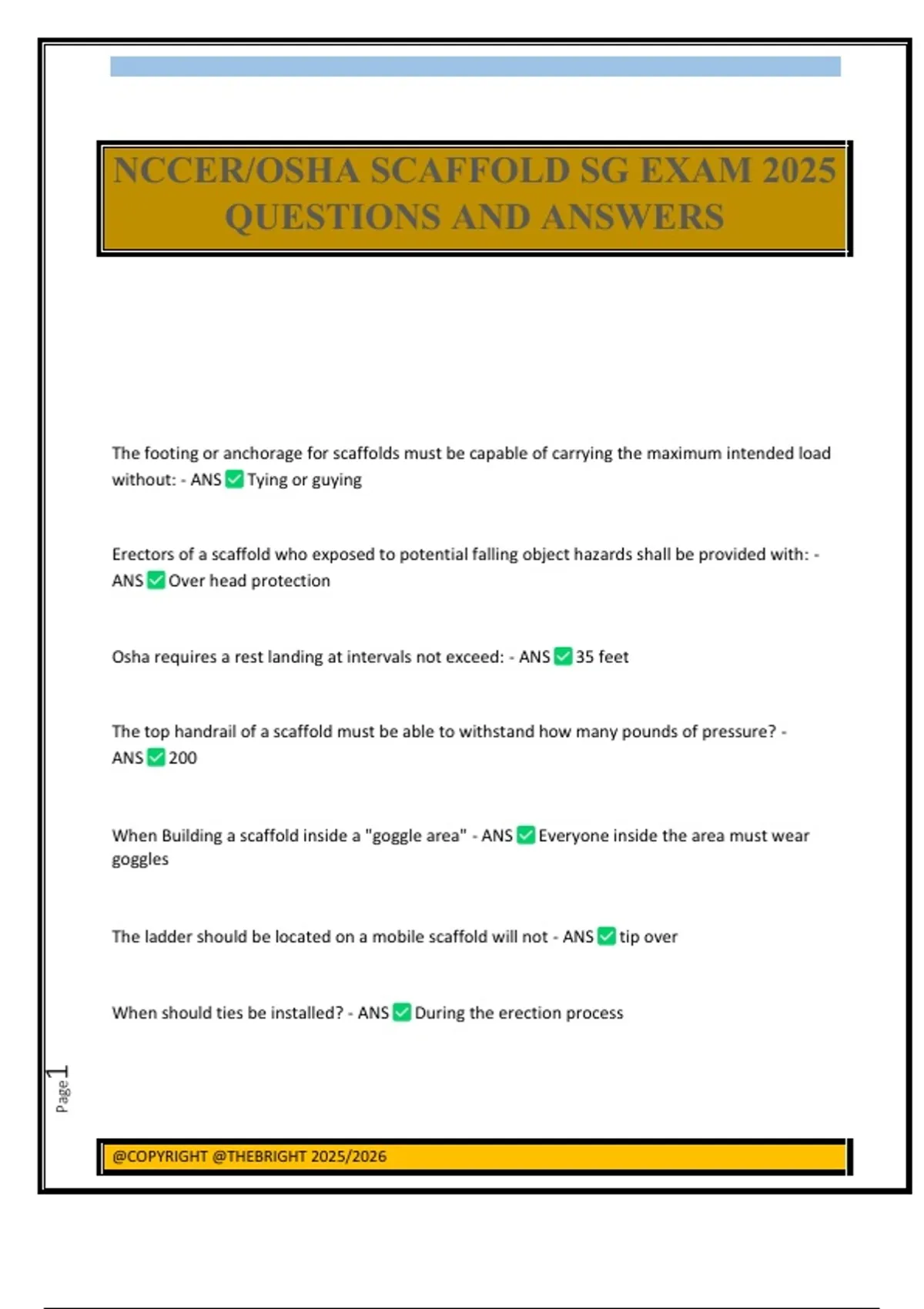 MOBILE CRANE NCCER STUDY GUIDE EXAM 2025 QUESTIONS AND ANSWERS - NCCER ...