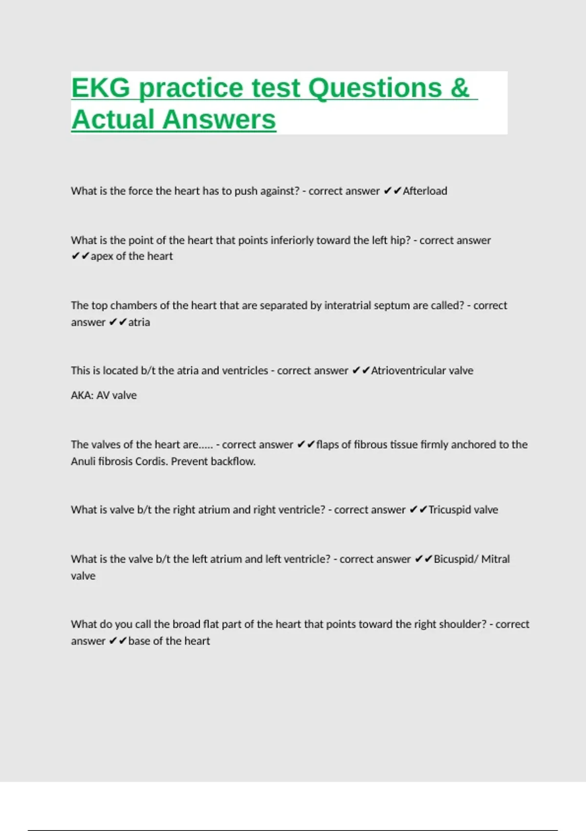 EKG practice test Questions & Actual Answers - Ekg - Stuvia US