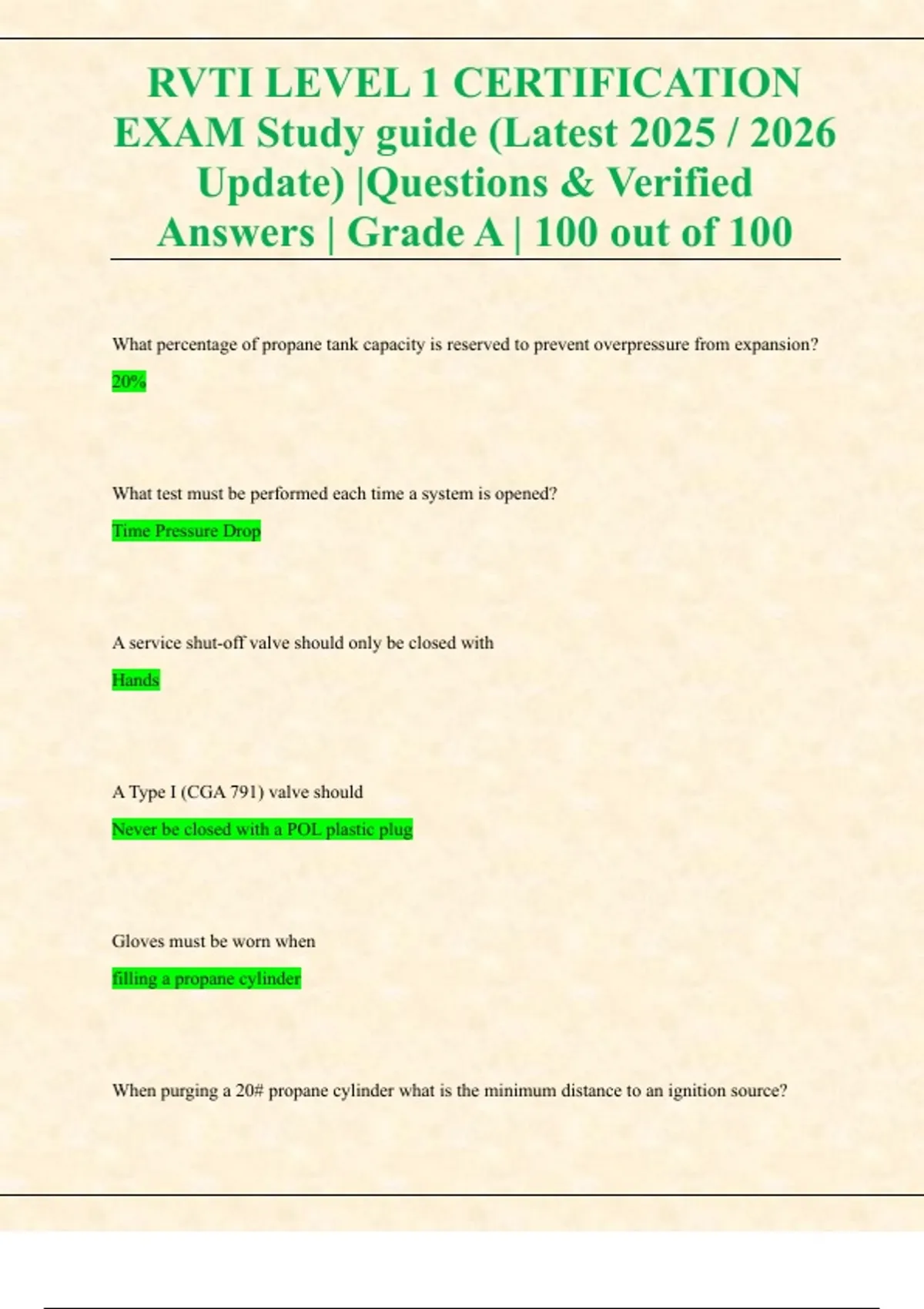 RVTI LEVEL 1 CERTIFICATION EXAM Study guide (Latest 2025 / 2026 Update ...