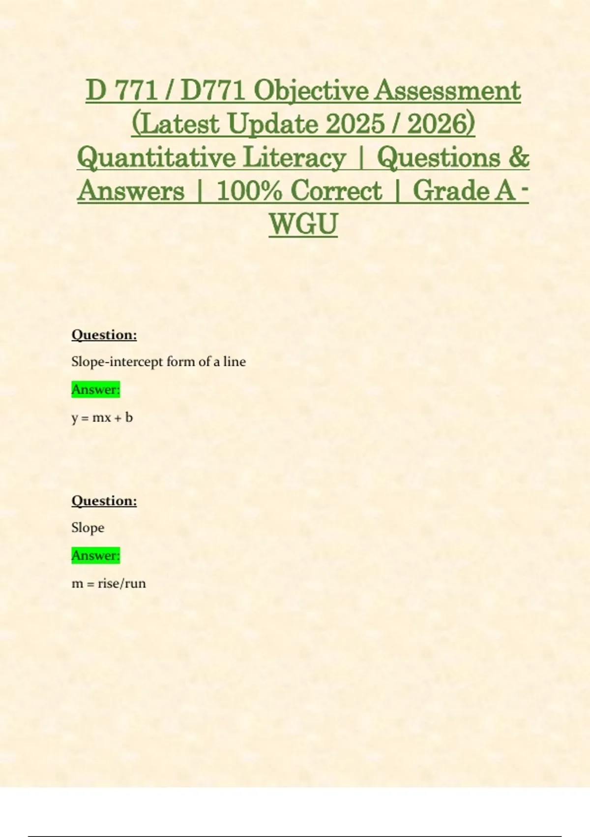 D 771 / D771 Objective Assessment (Latest Update 2025 / 2026 ...