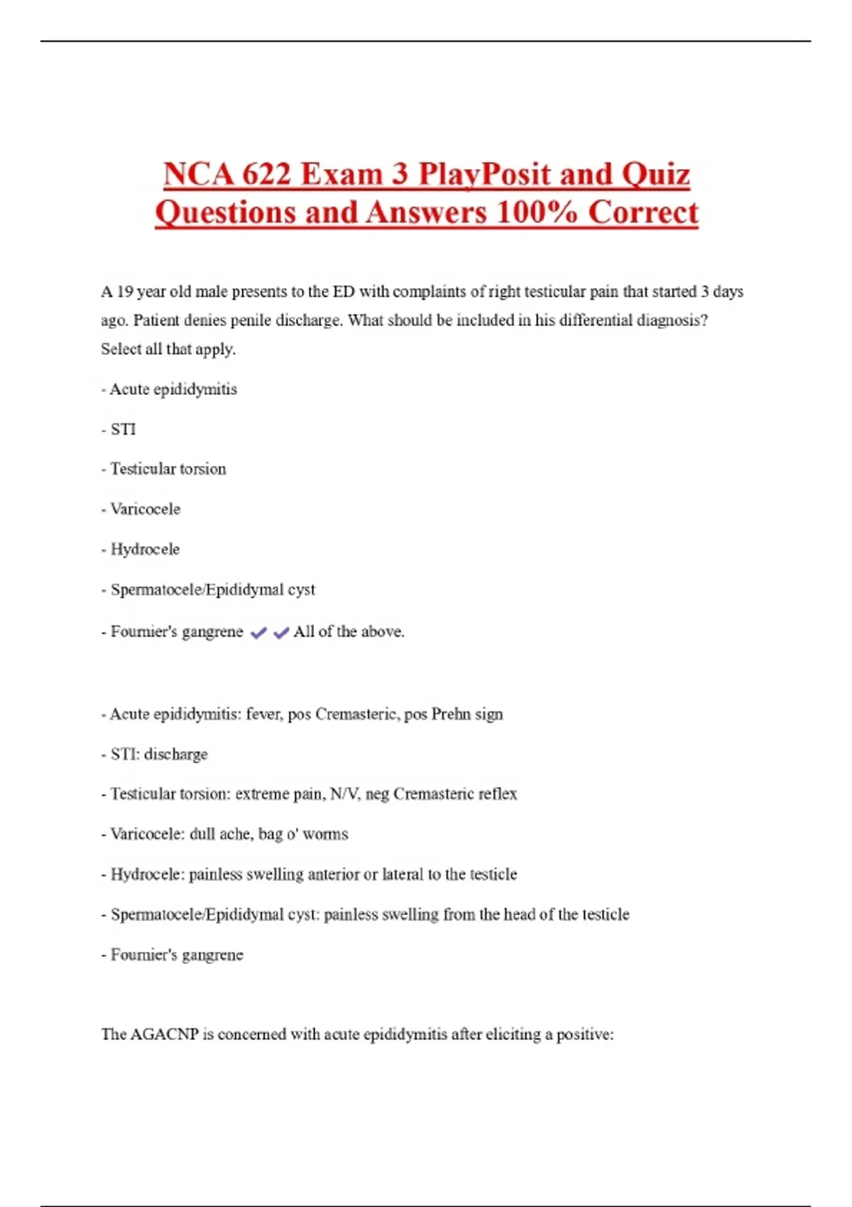 NCA 622 EXAM PACK WITH COMPLETE SOLUTIONS - Stuvia US