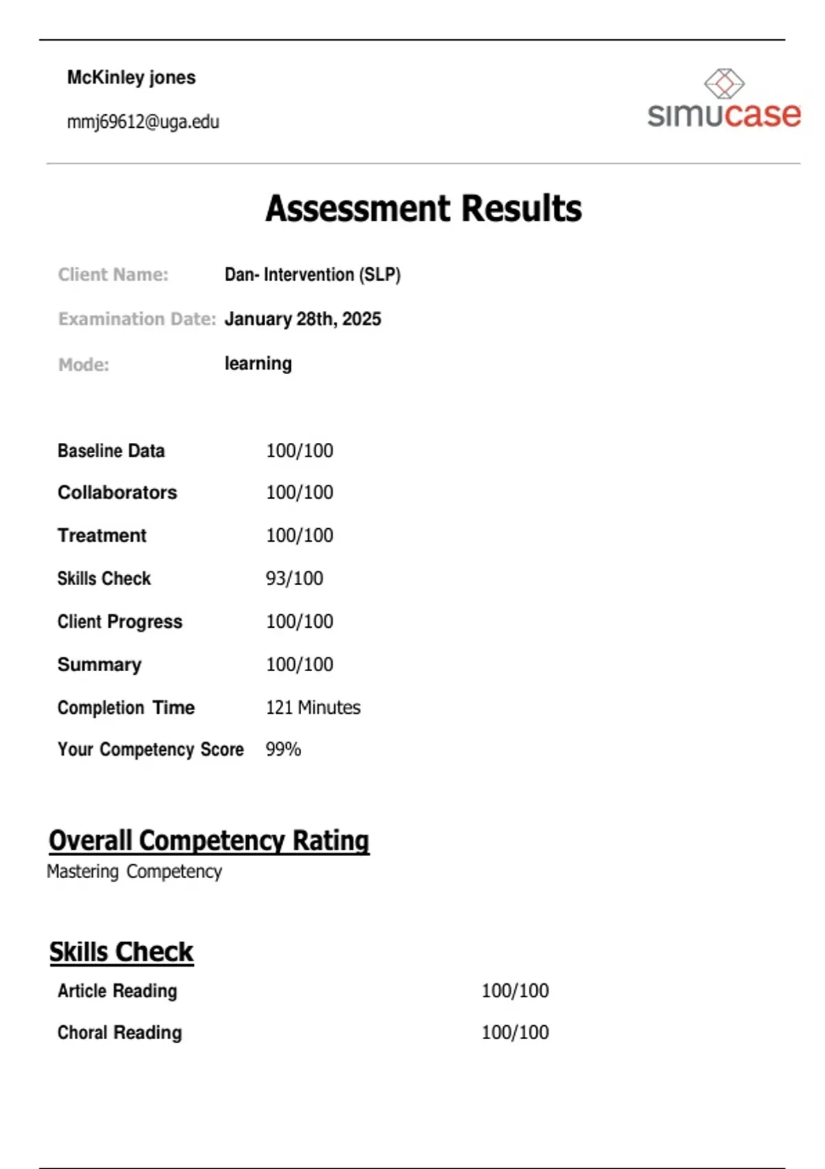 Simucase Dan Assessment Results | Latest Update with complete solutions ...