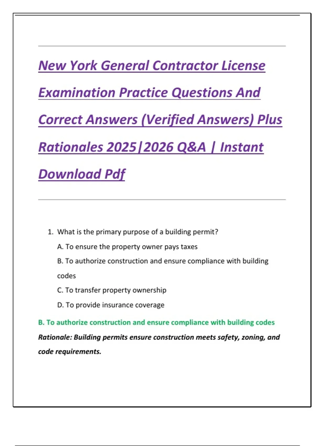 Compilation Bundle for New York General Contractor License Examinations ...